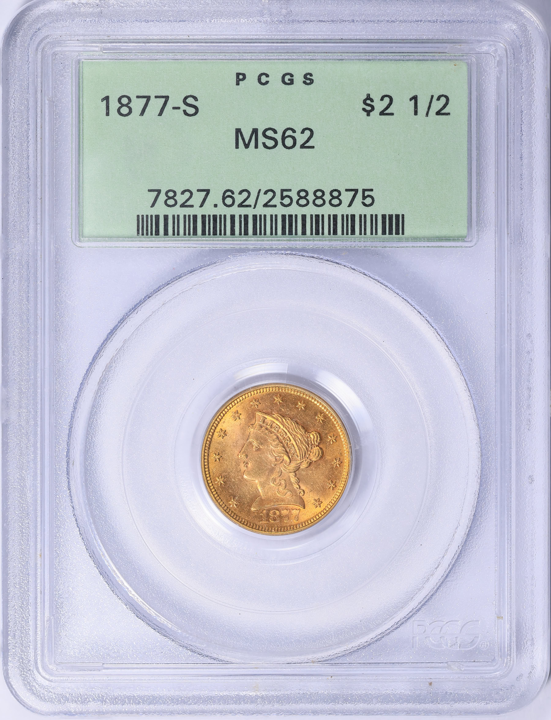 1877-S Liberty Gold Quarter Eagle PCGS MS-62 OGH (Item 2044536 ...