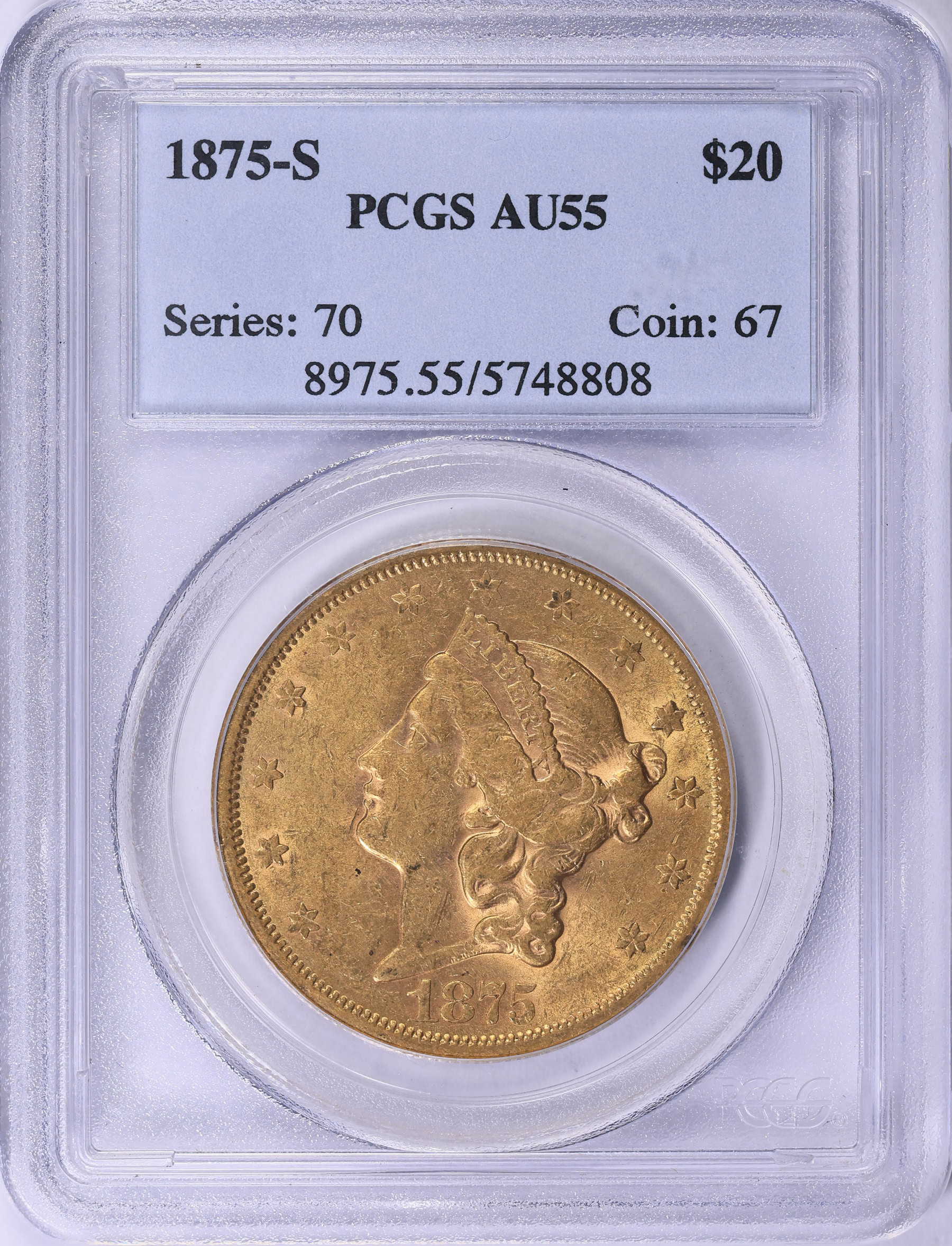 1875-S Liberty Gold Double Eagle PCGS AU-55 (Item 2044549 ...