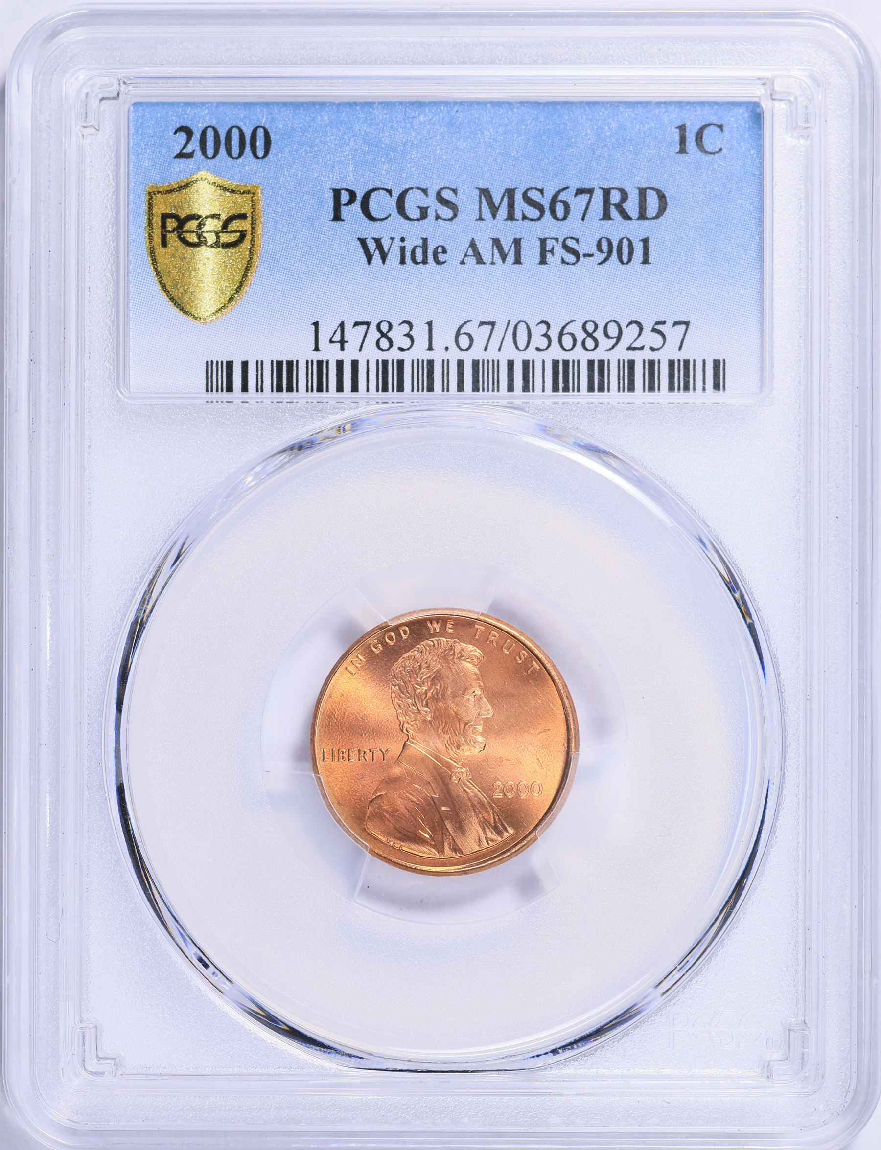 2000 Lincoln Cent Wide AM FS-901 PCGS MS-67 RD (Item 2044792 ...