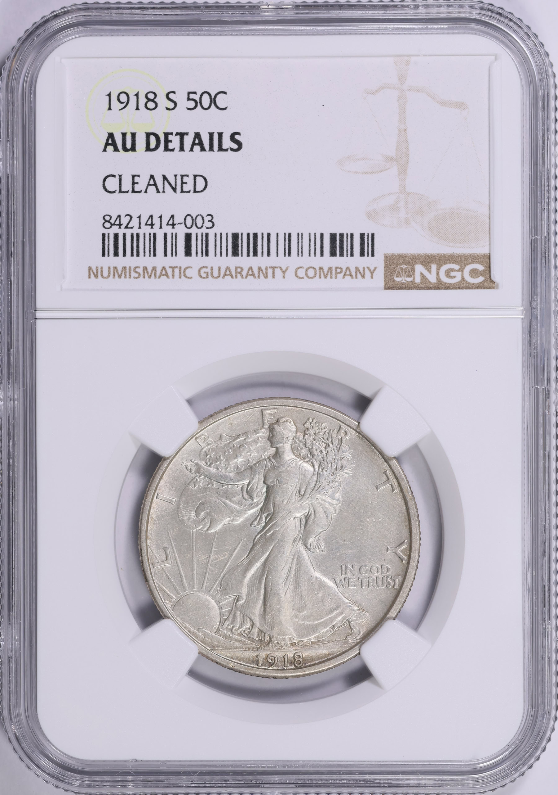 1918-S Walking Liberty Half Dollar NGC AU Details (Item 2045168 ...
