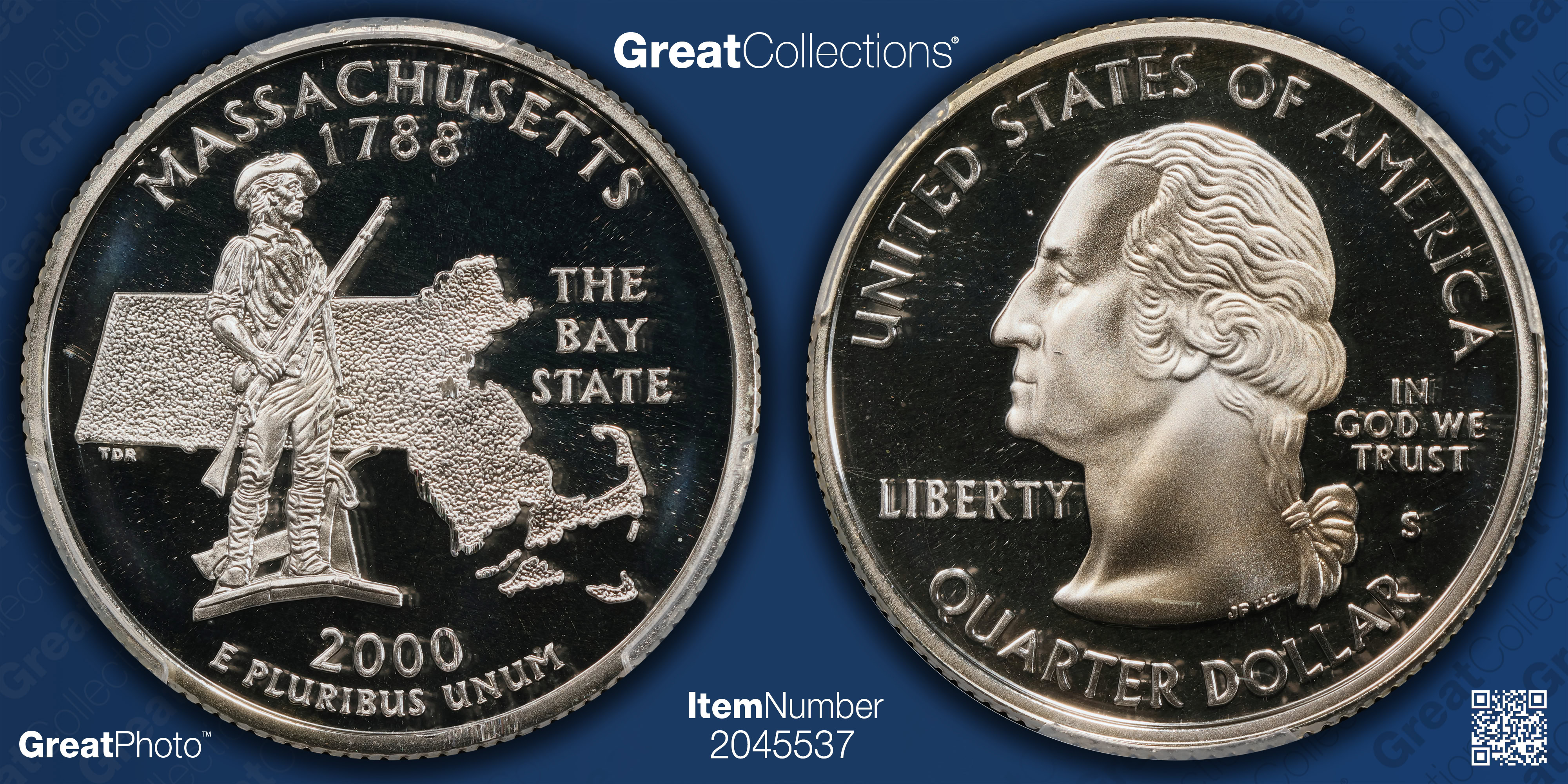 2000-S State Quarter Massachusetts Silver PCGS Proof-70 DCAM (Item ...