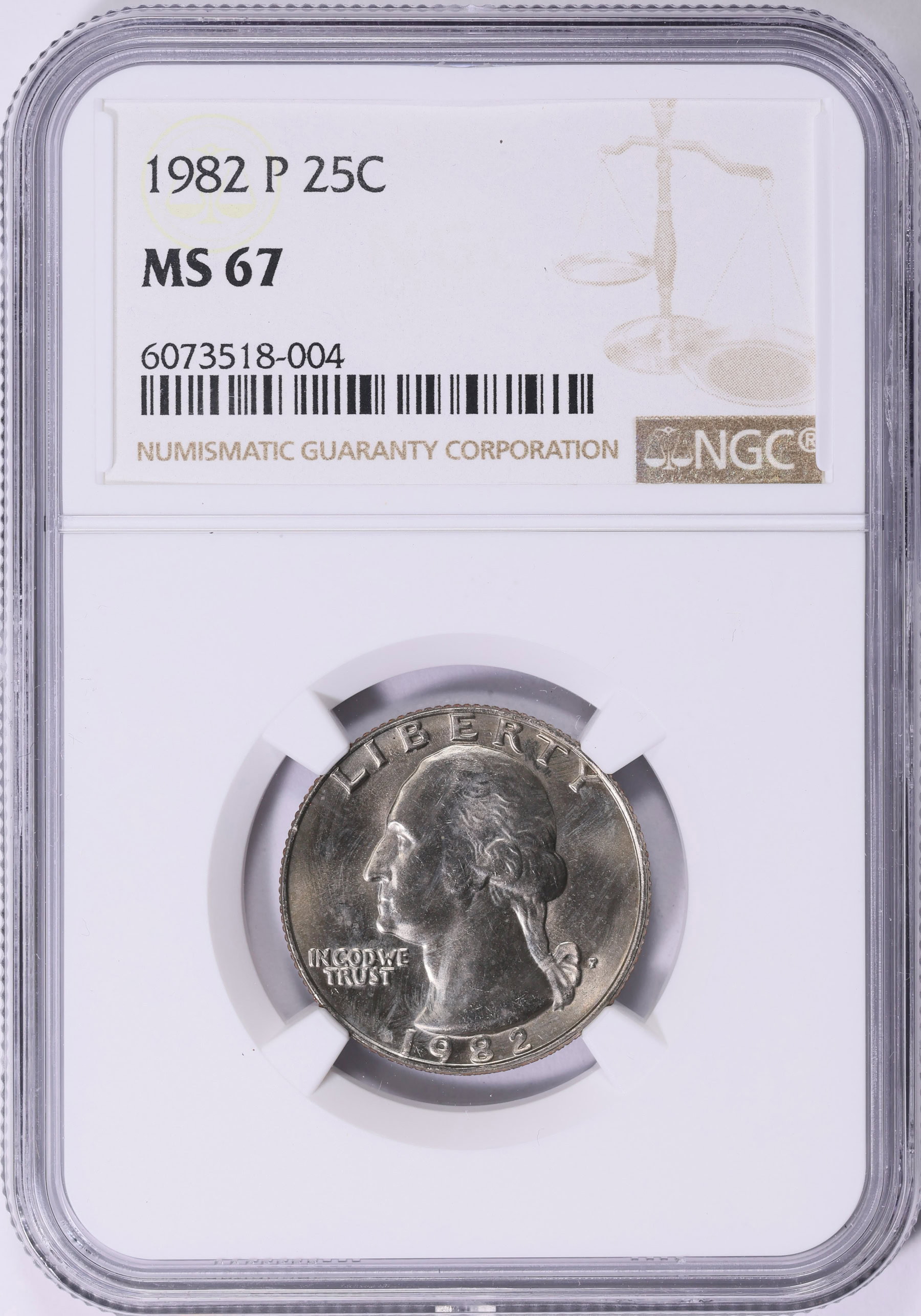 1982-P Washington Quarter NGC MS-67 (Item 2045581) | GreatCollections ...
