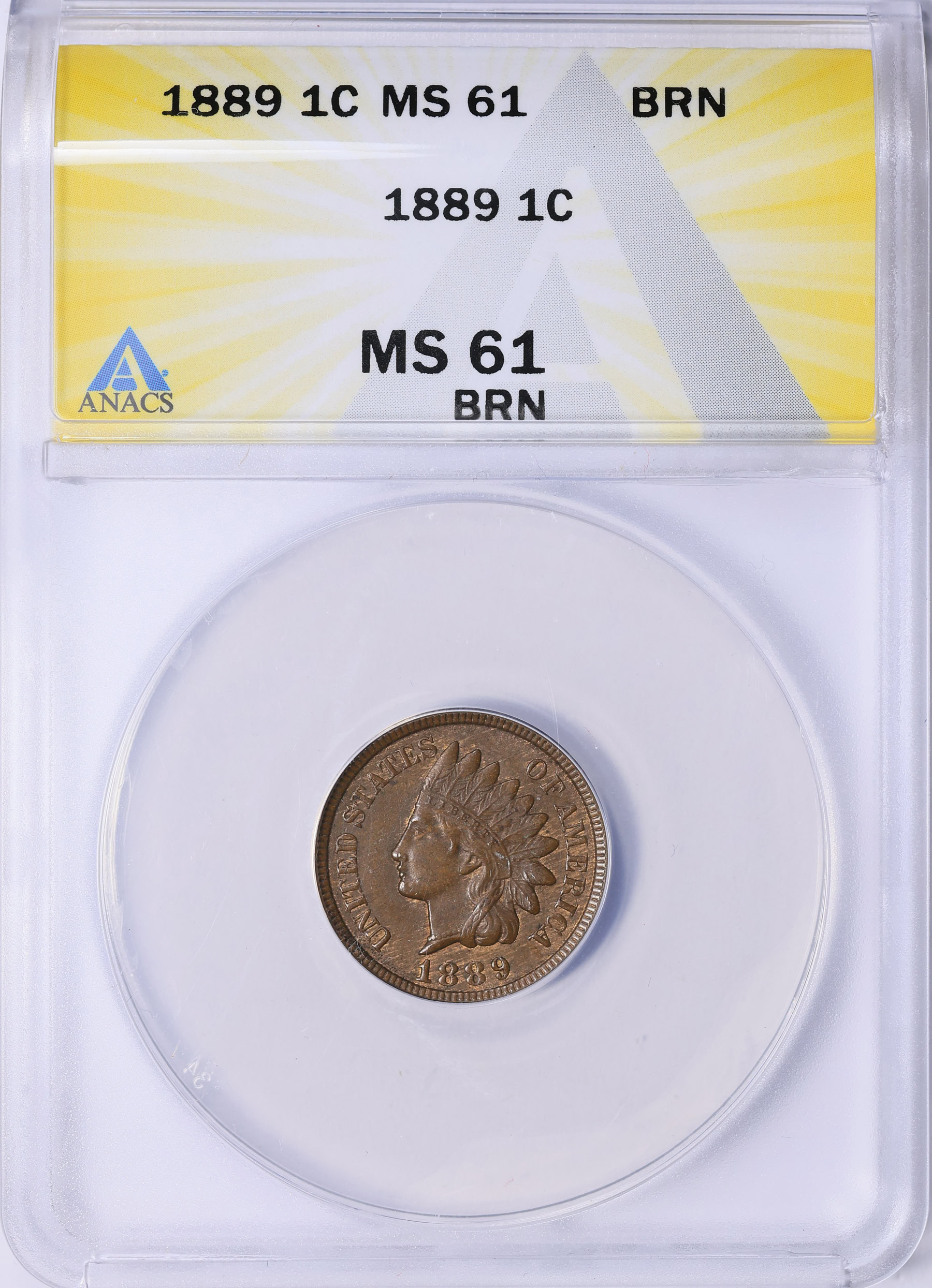 1889 Indian Cent ANACS MS-61 BN (Item 2045685) | GreatCollections Coin ...