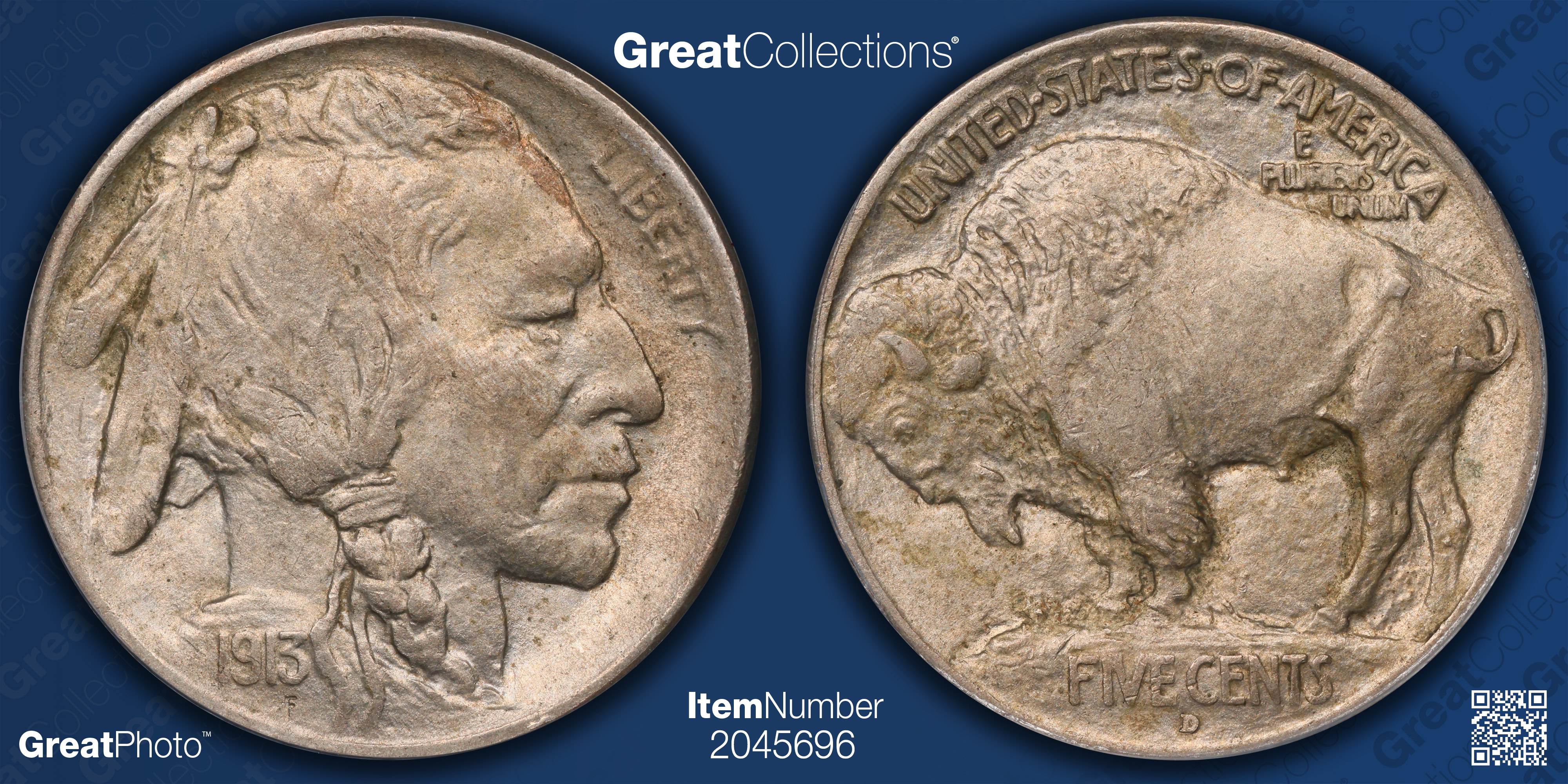 1913-D Buffalo Nickel Type 1 ANACS MS-62 (Item 2045696 ...