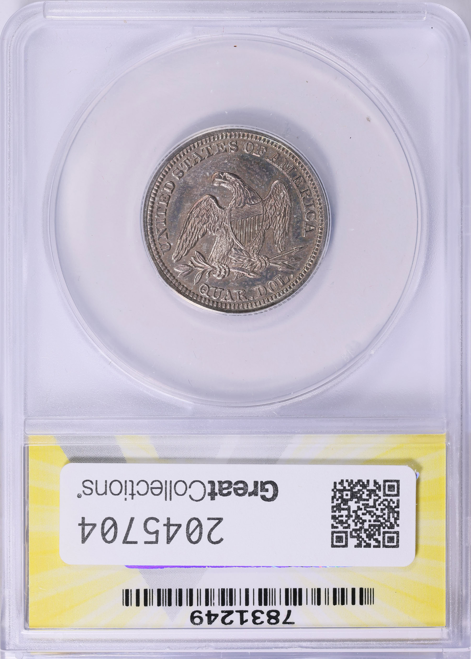 1847 Seated Liberty Quarter ANACS AU-50 Details (Item 2045704 ...