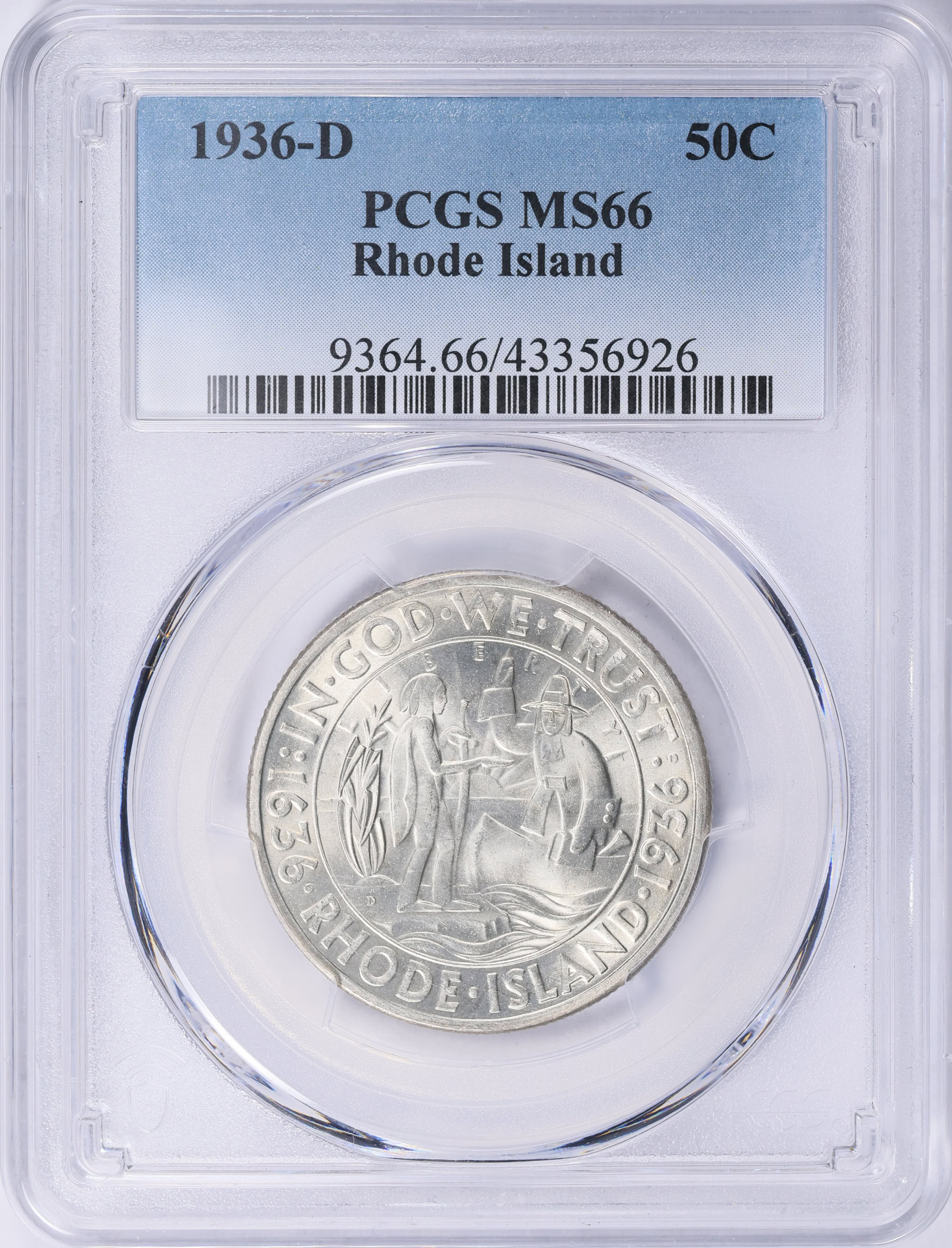 1936-D Providence, Rhode Island Tercentenary Half Dollar PCGS MS-66 ...