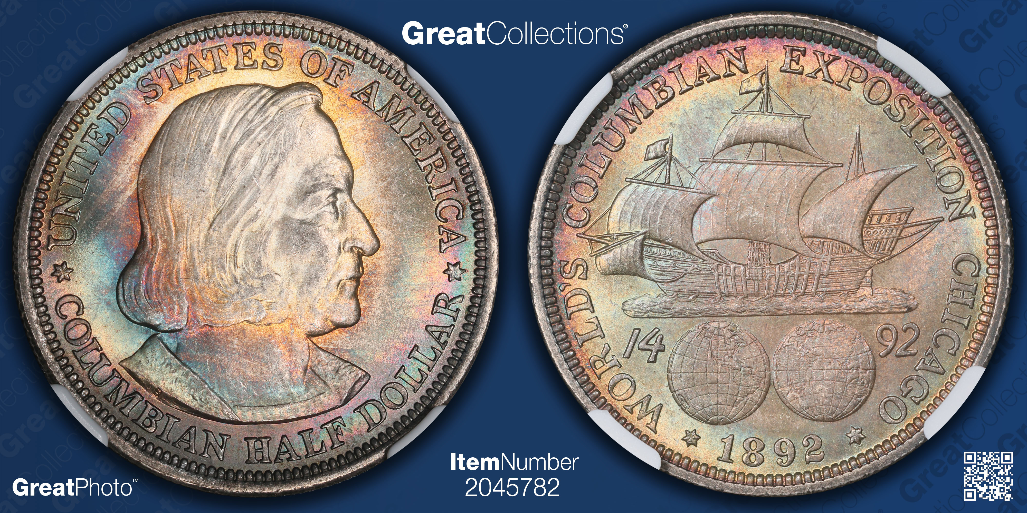 1892 World Columbian Exposition Half Dollar NGC MS-66 (Toned) (Item ...