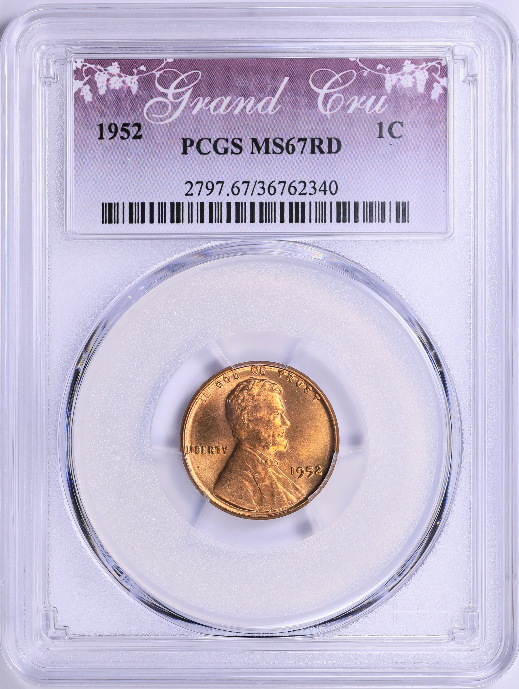 1952 Lincoln Cent PCGS MS-67 RD (Grand Cru Label) (Item 2046119 ...
