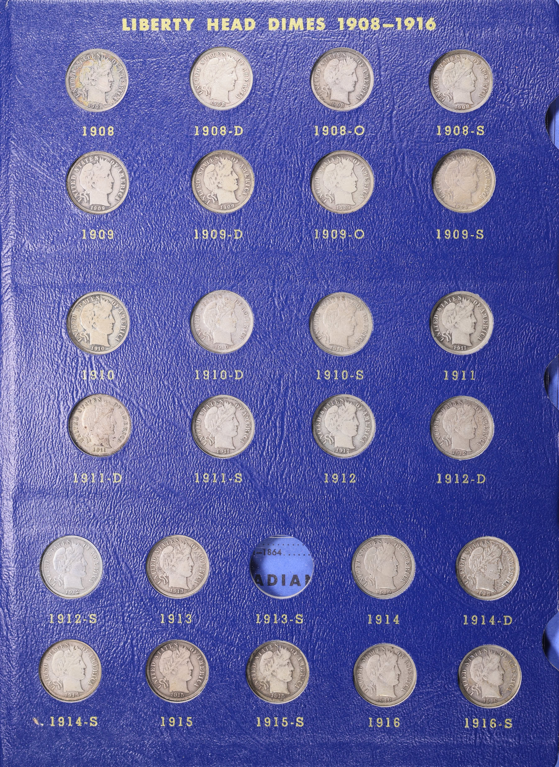 c.1892-1916 Barber Silver Dime Collection Uncertified in Whitman Album ...