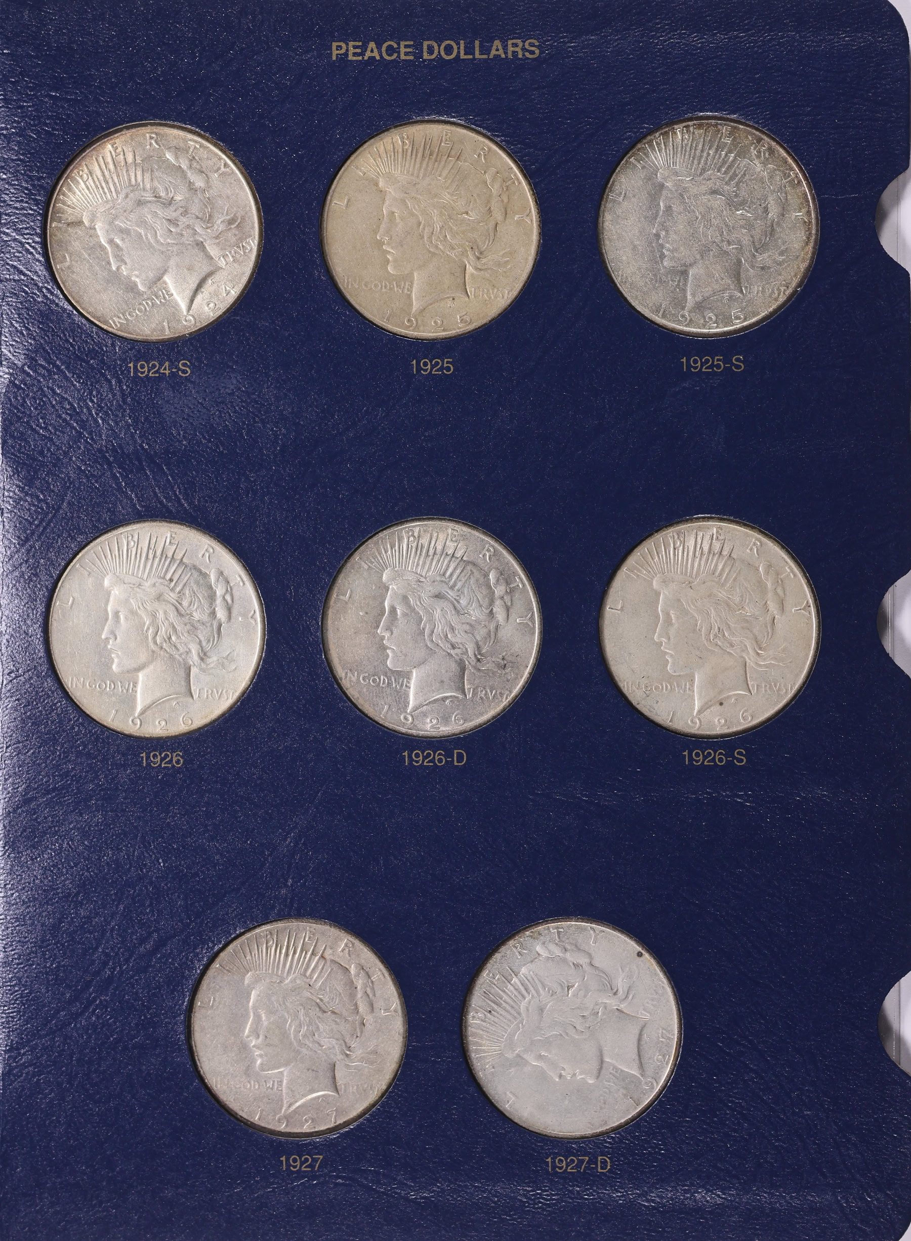 c.1922-35 Peace Silver Dollar Collection Uncertified in Whitman Album ...