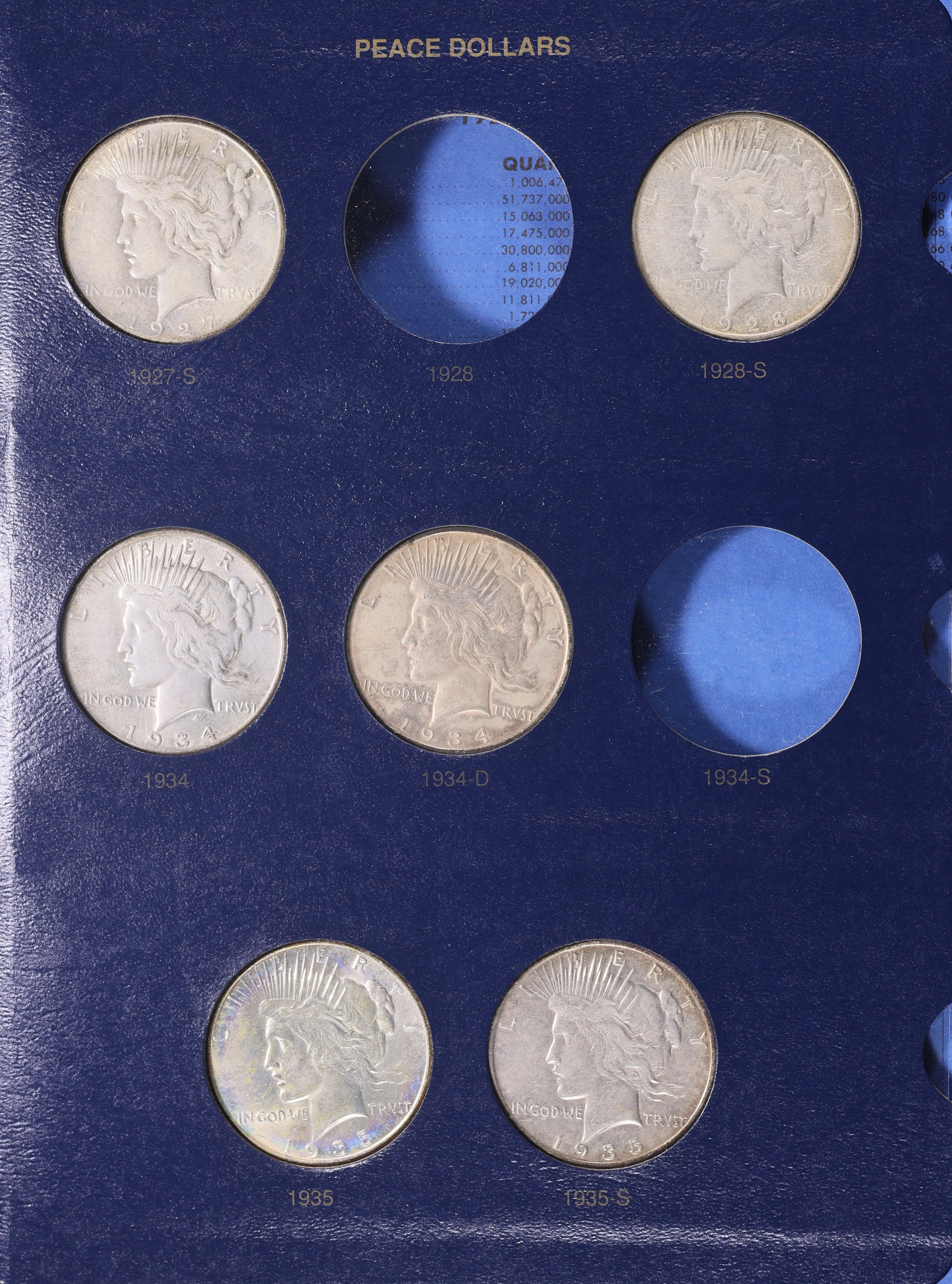 c.1922-35 Peace Silver Dollar Collection Uncertified in Whitman Album ...
