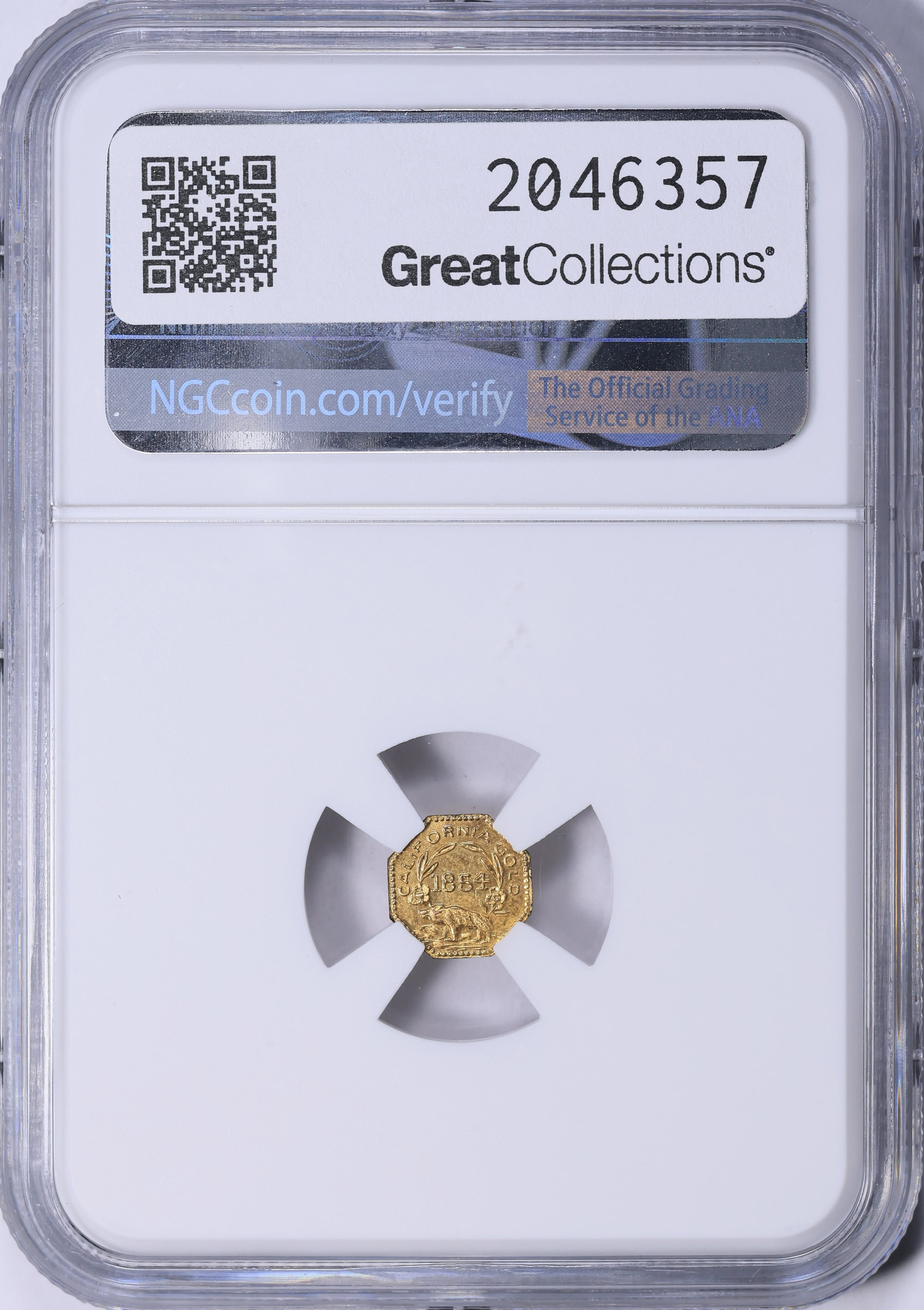 1854-Dated California Gold Token Octagonal Indian - Bear 10mm NGC MS-66 ...