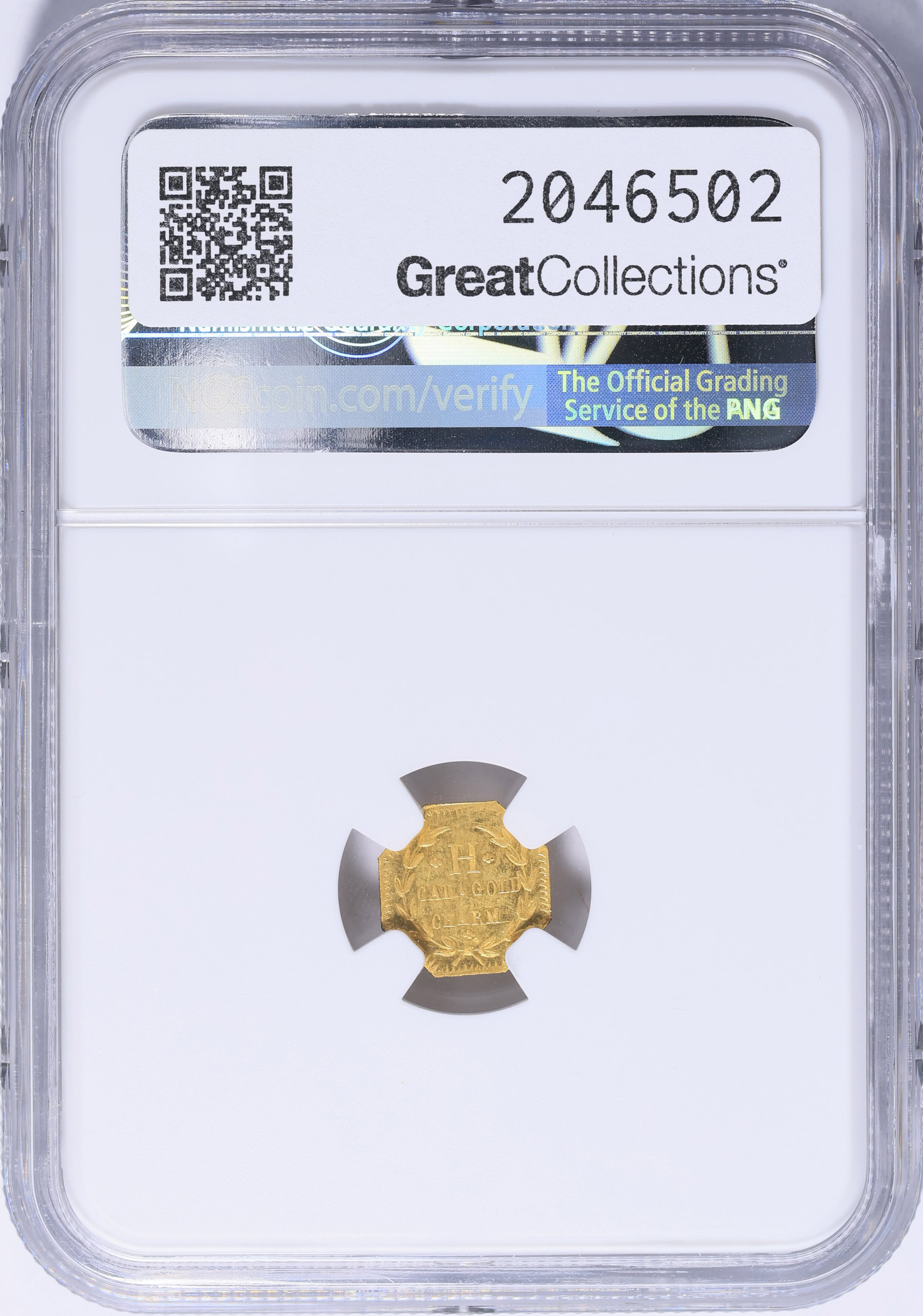 1884-Dated California Gold "H" Token Octagonal Miner #1 - Wreath #10 ...