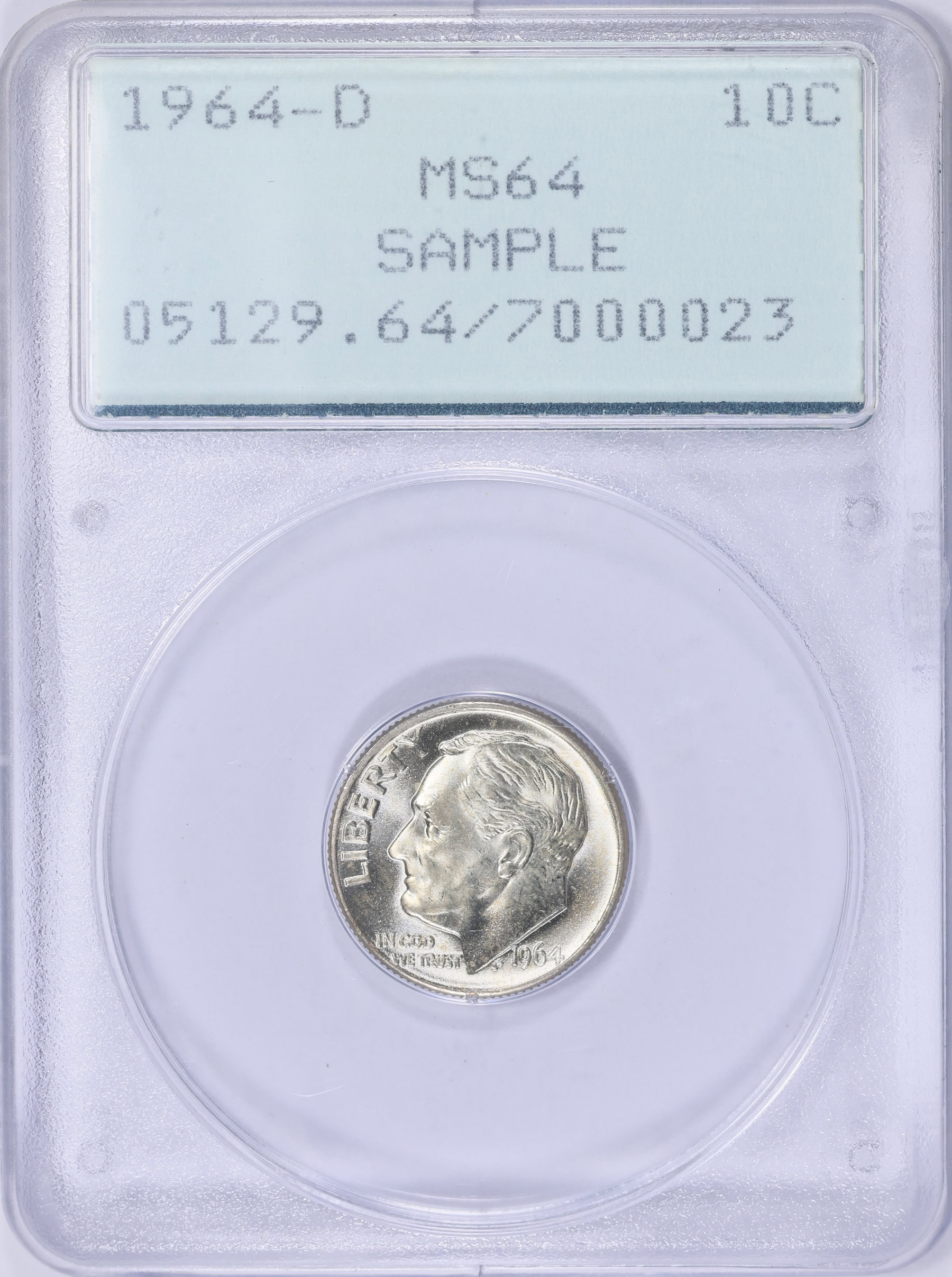 1964-D Roosevelt Dime PCGS MS-64 OGH (1st Gen) (Sample Slab) (Item ...