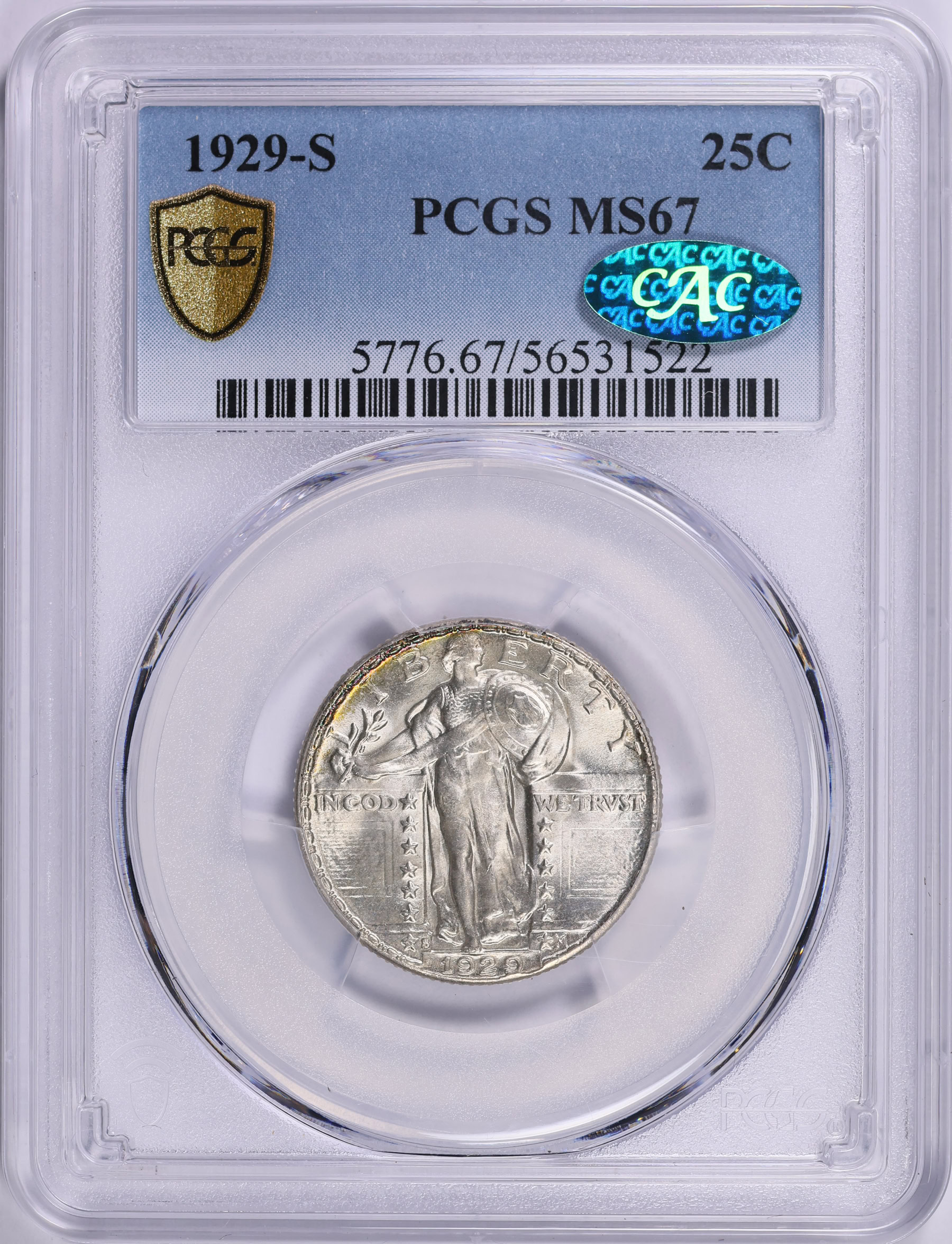 1929-S Standing Liberty Quarter PCGS MS-67 (CAC Green) (Item 2046915 ...