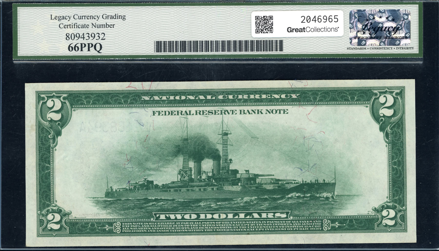 Fr. 777 1918 $2 Federal Reserve Bank Note Dallas Elliott / Burke ...