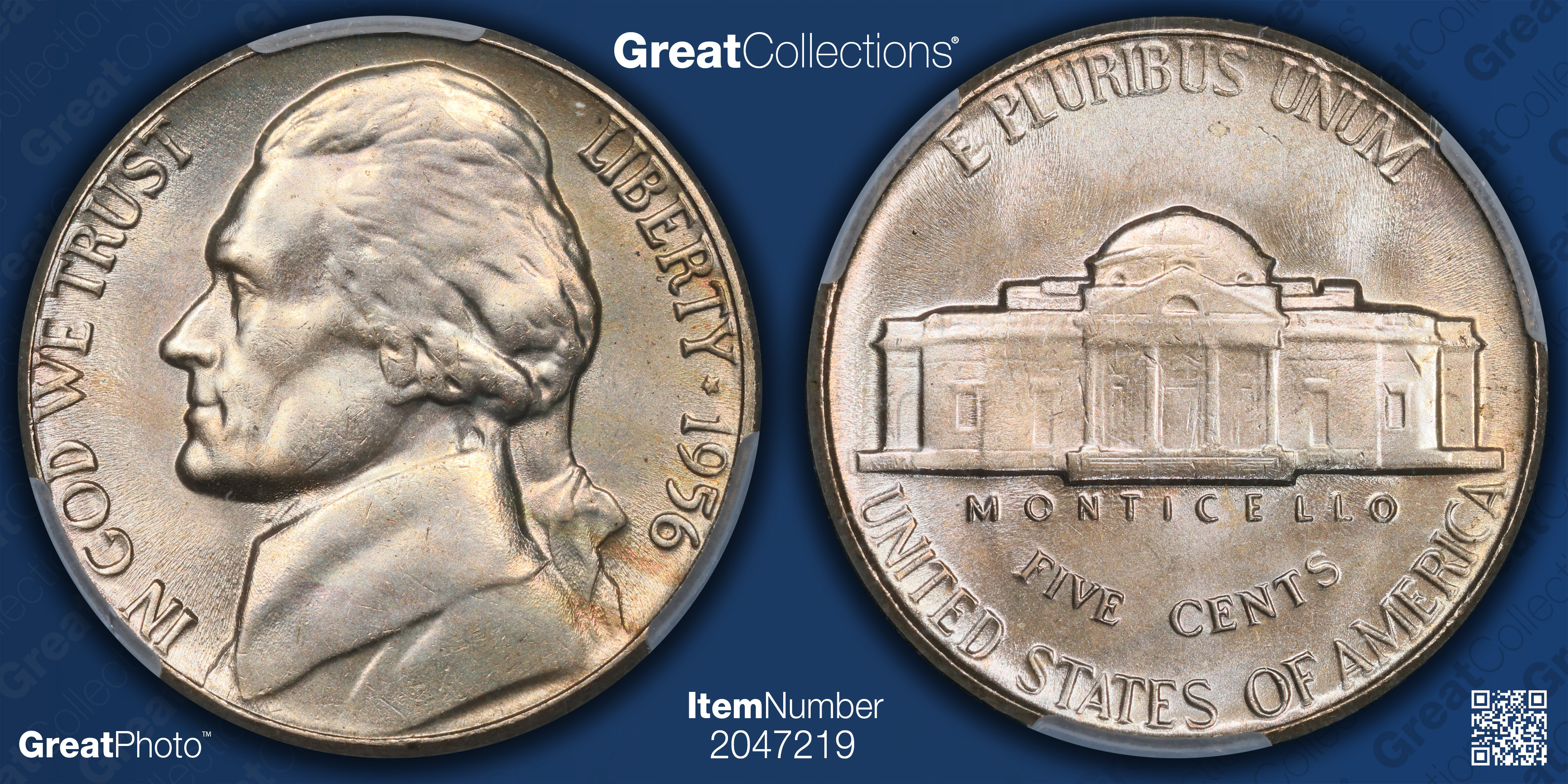 1956 Jefferson Nickel CACG MS-65 (Toned) (Item 2047219 ...