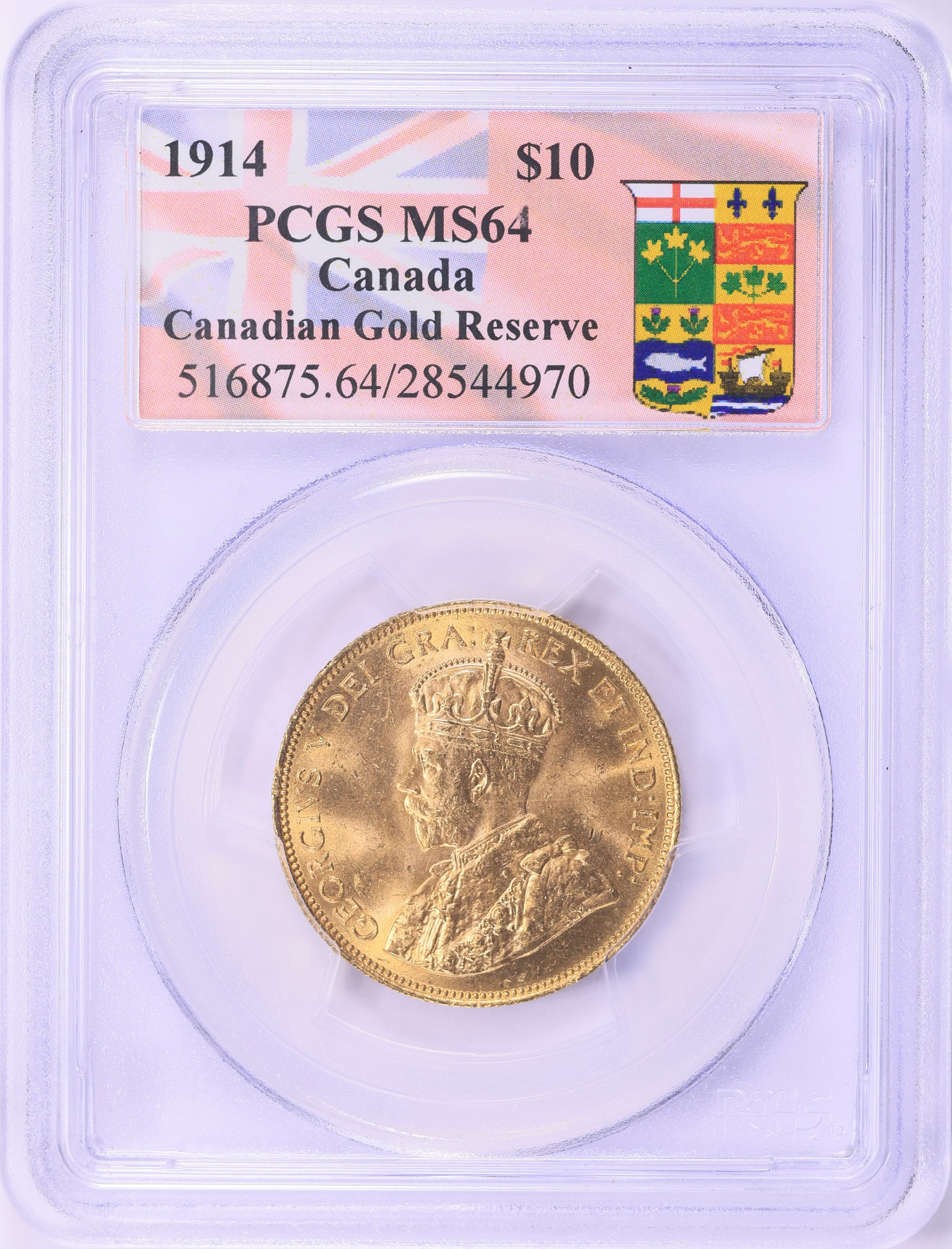 Canada 1914 Gold $10 Canadian Gold Reserve KM-27 PCGS MS-64 (AGW = 0. ...