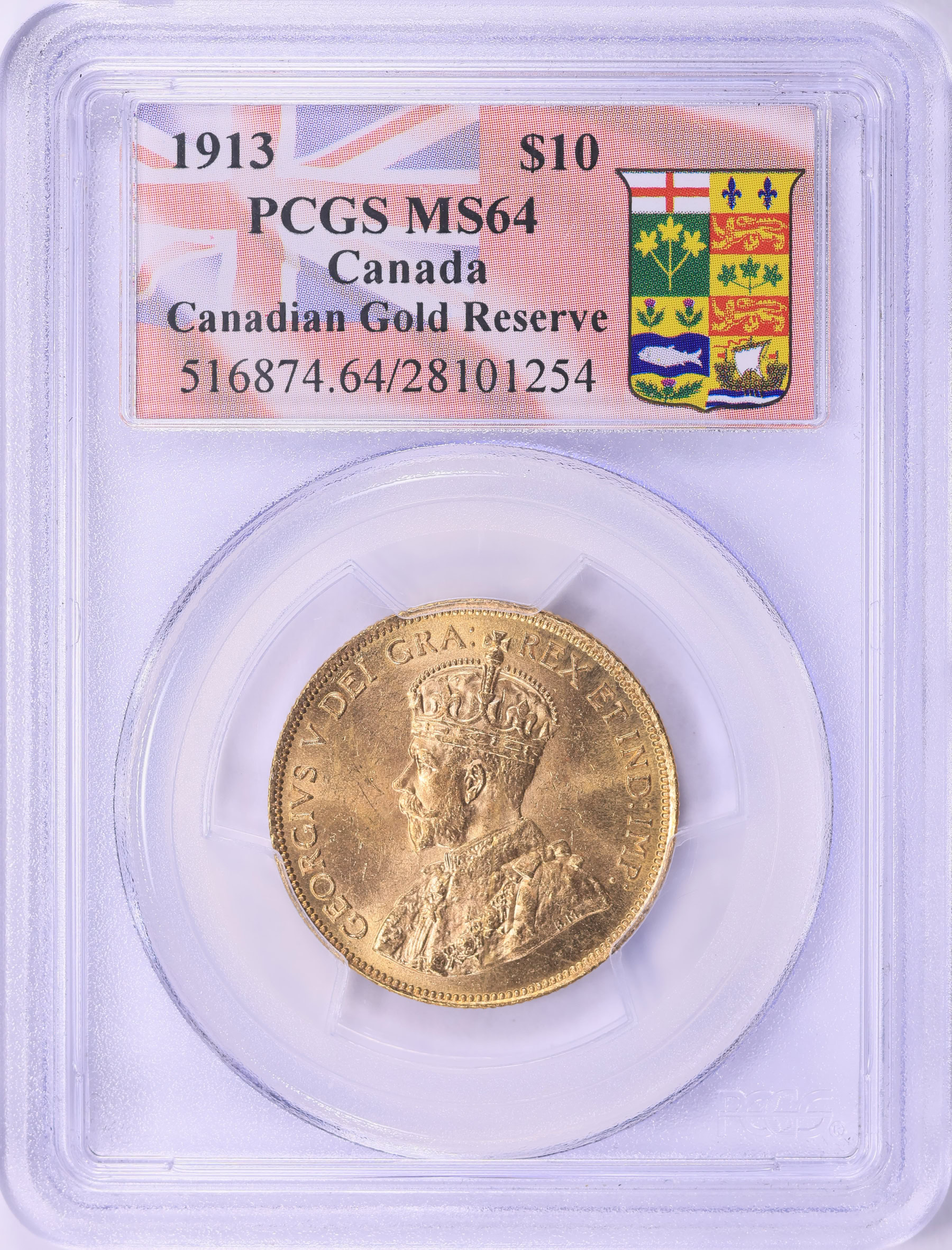 Canada 1913 Gold $10 Canadian Gold Reserve KM-27 PCGS MS-64 (AGW = 0. ...