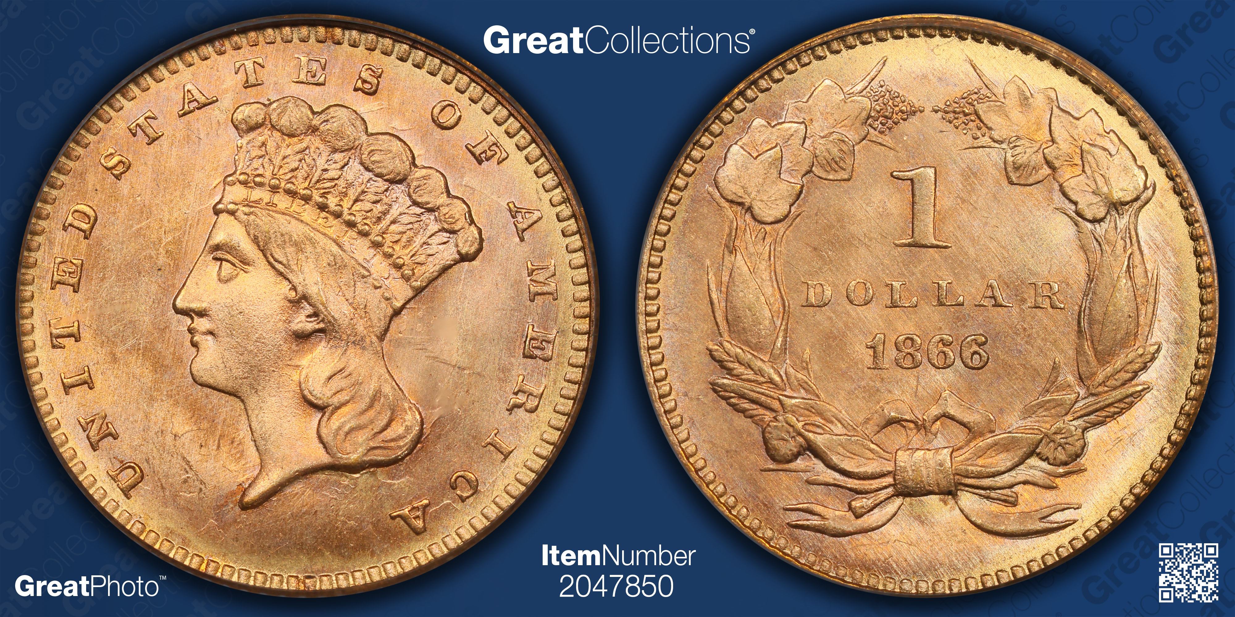 1866 Indian Princess Gold Dollar PCGS MS-66 (Item 2047850 ...