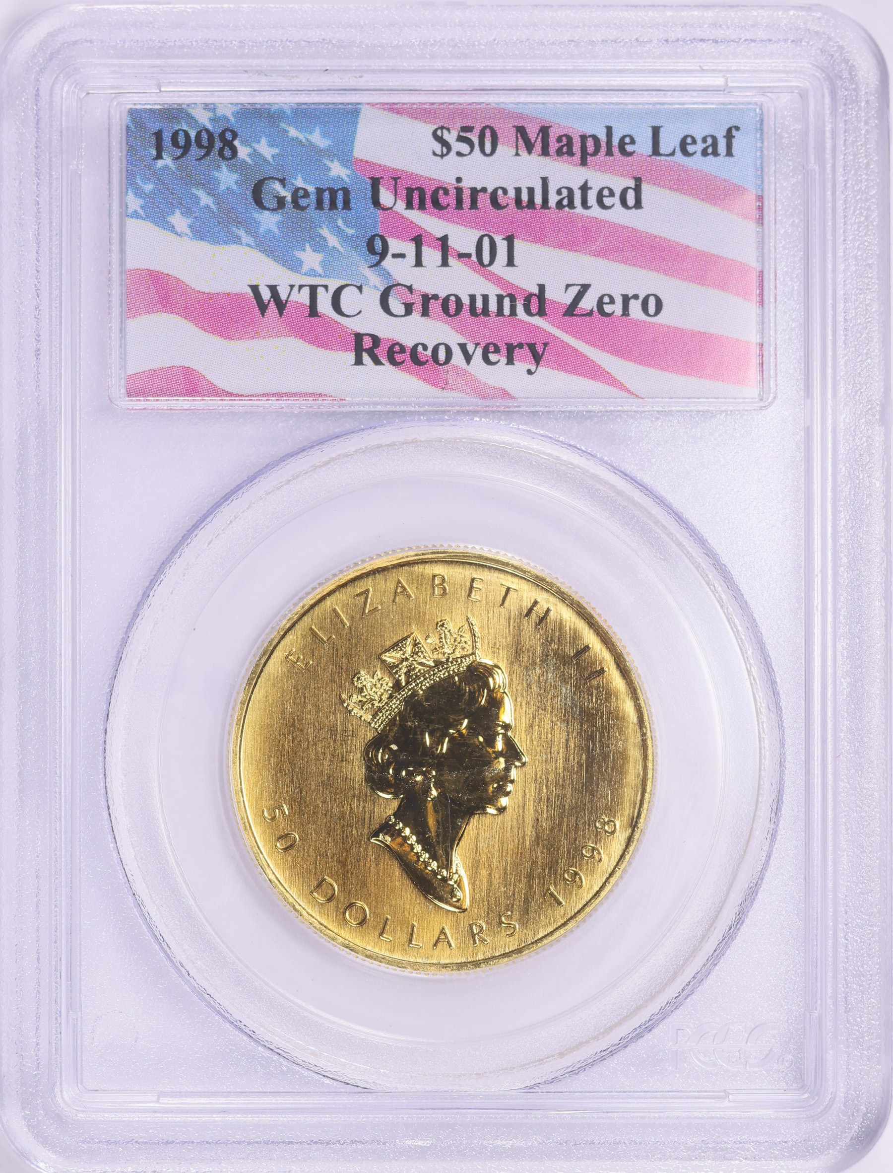 Canada 1998 Gold $50 Maple Leaf KM-191 9/11 WTC Ground Zero Recovery ...