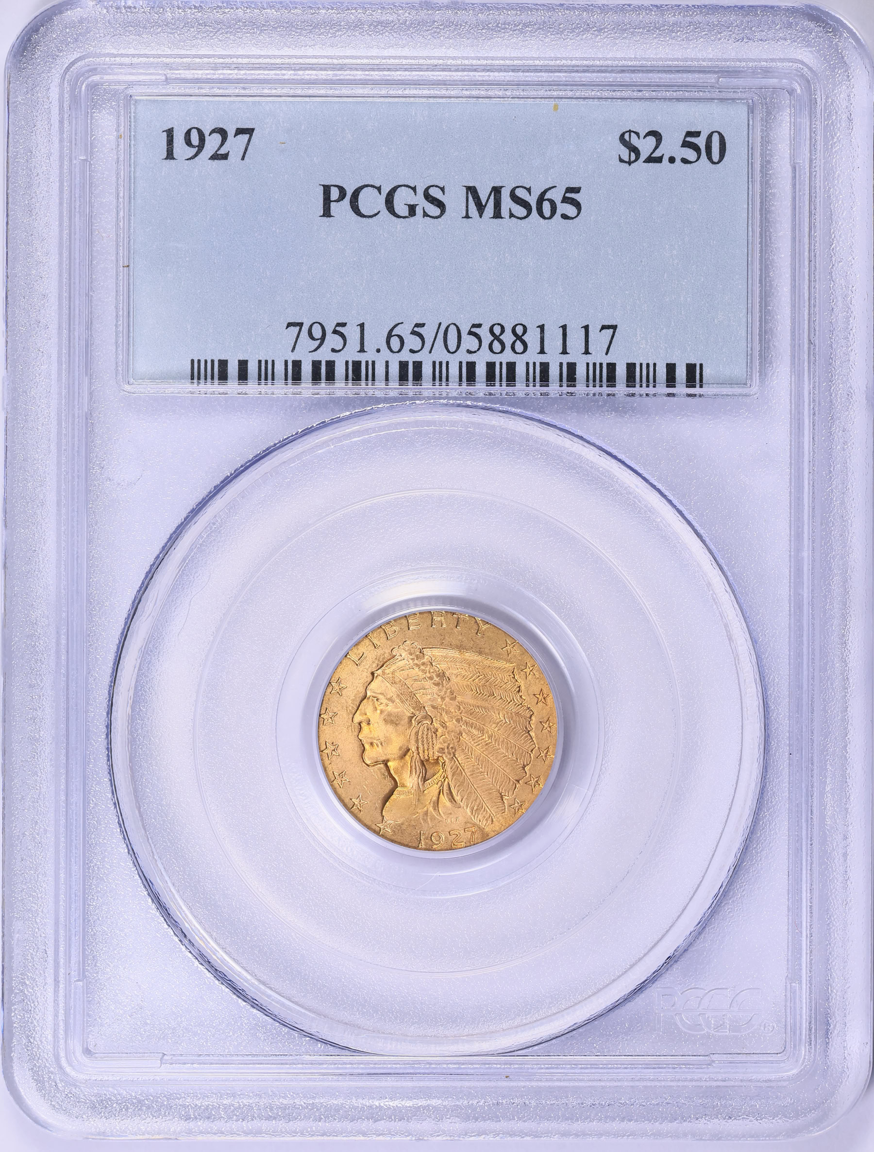 1927 Indian Gold Quarter Eagle PCGS MS-65 (Item 2048227 ...