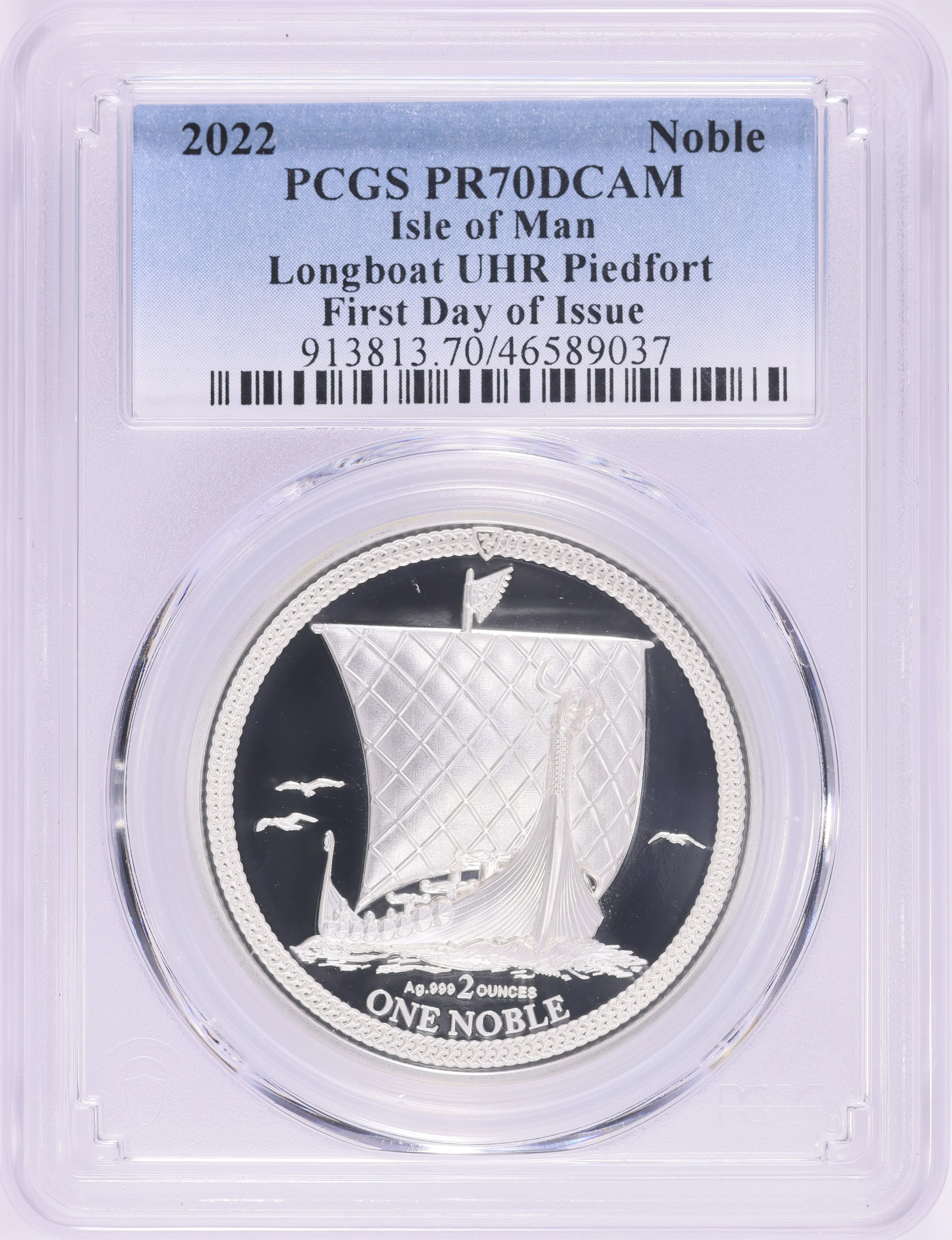 Isle of Man 2022 Silver Noble Longboat Ultra High Relief Piedfort KM ...