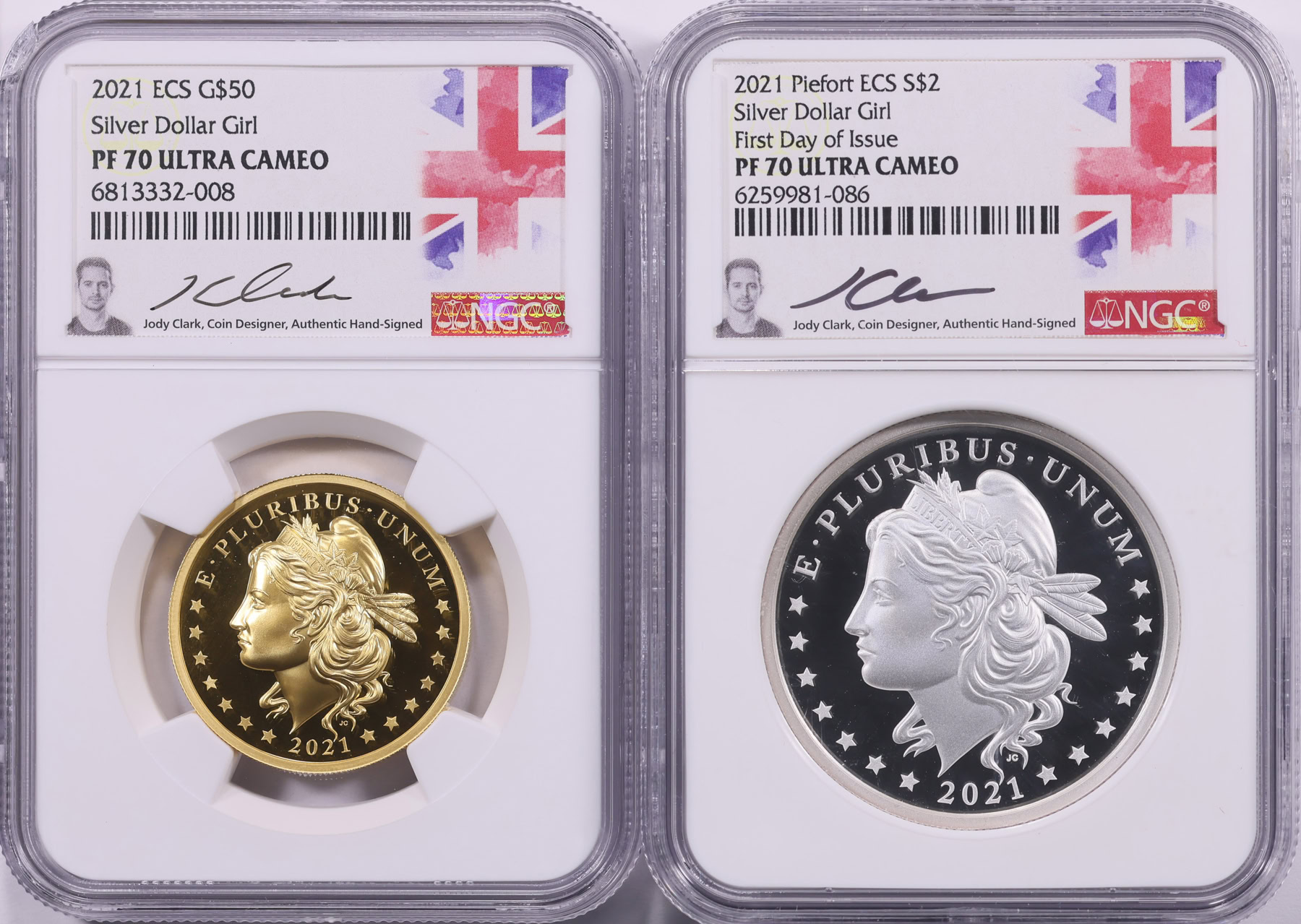 East Caribbean States 2021 Gold $50 & Silver $2 Silver Dollar Girl ...