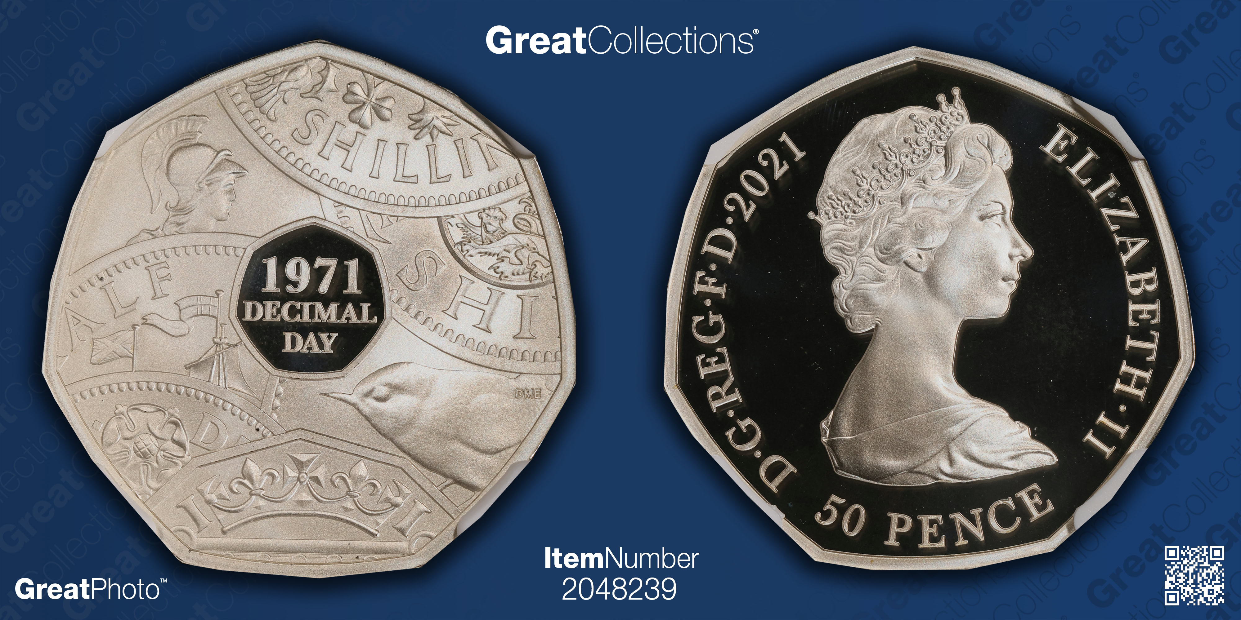 Great Britain 2021 Silver 50 Pence Decimal Day 50th Anniversary Machin ...
