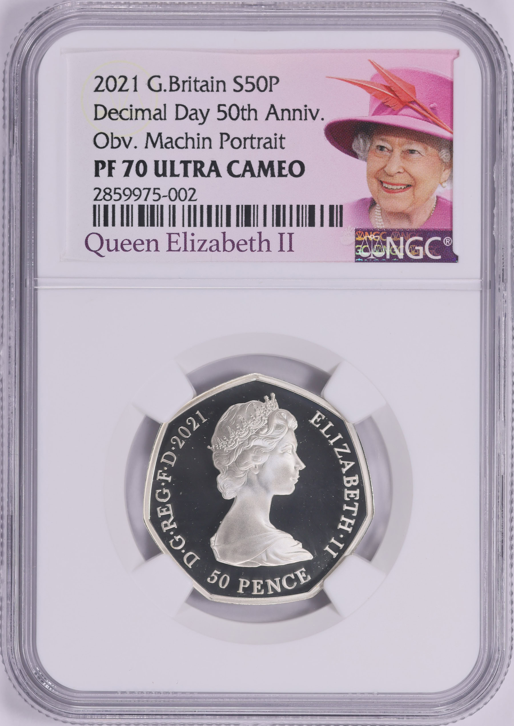 Great Britain 2021 Silver 50 Pence Decimal Day 50th Anniversary Machin ...