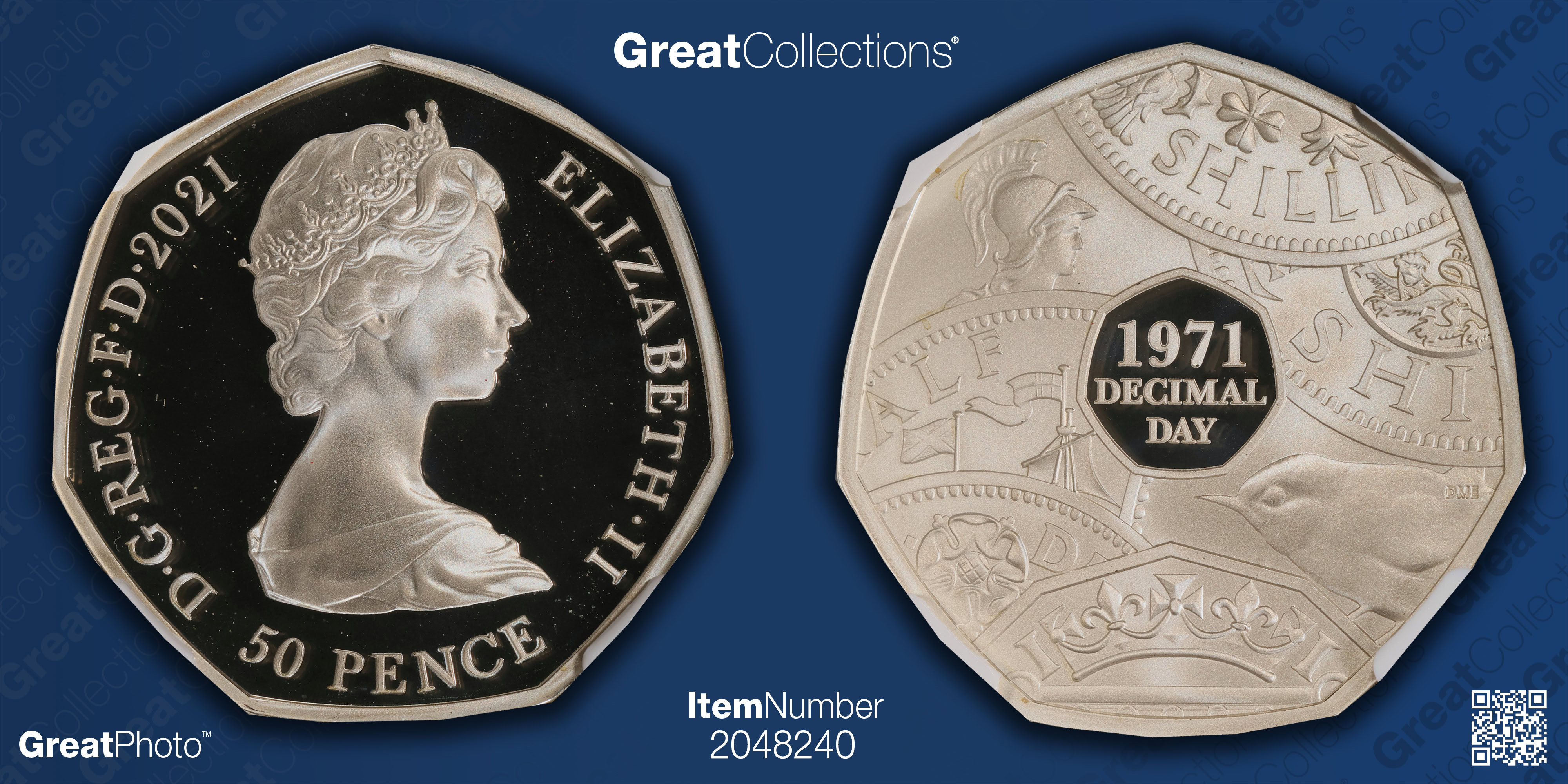 Great Britain 2021 Silver 50 Pence Decimal Day 50th Anniversary Machin ...