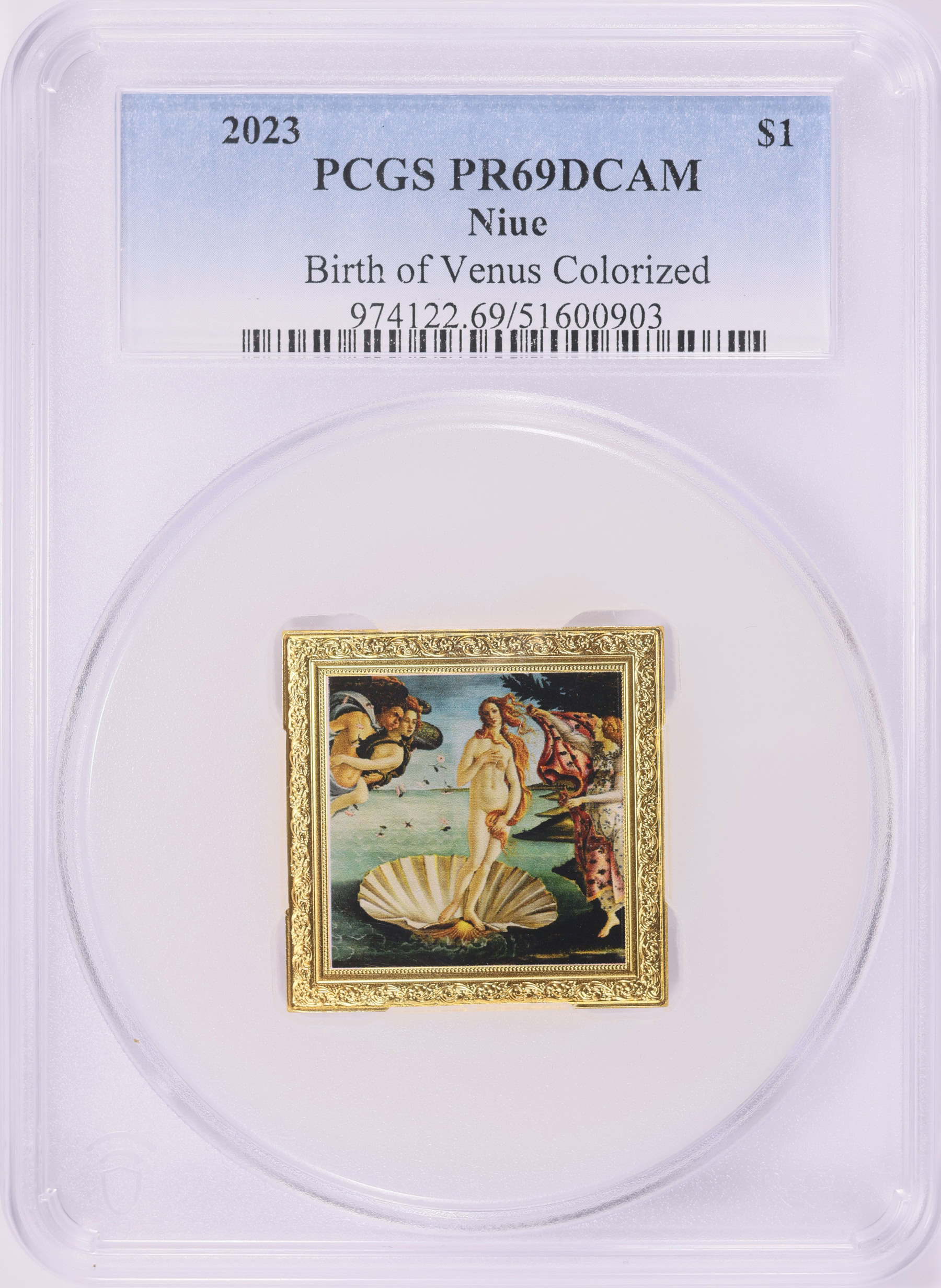 Niue 2023 Colorized Silver Dollar Birth of Venus PCGS Proof-69 DCAM ...
