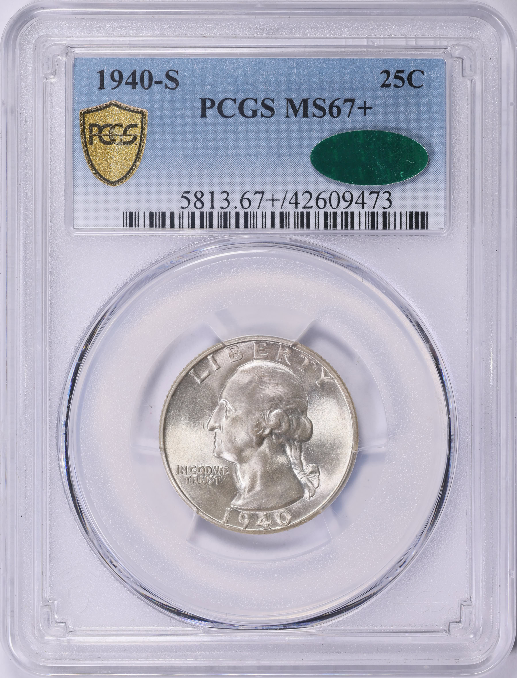 1940-S Washington Quarter PCGS MS-67+ (CAC Green) (Item 2048338 ...