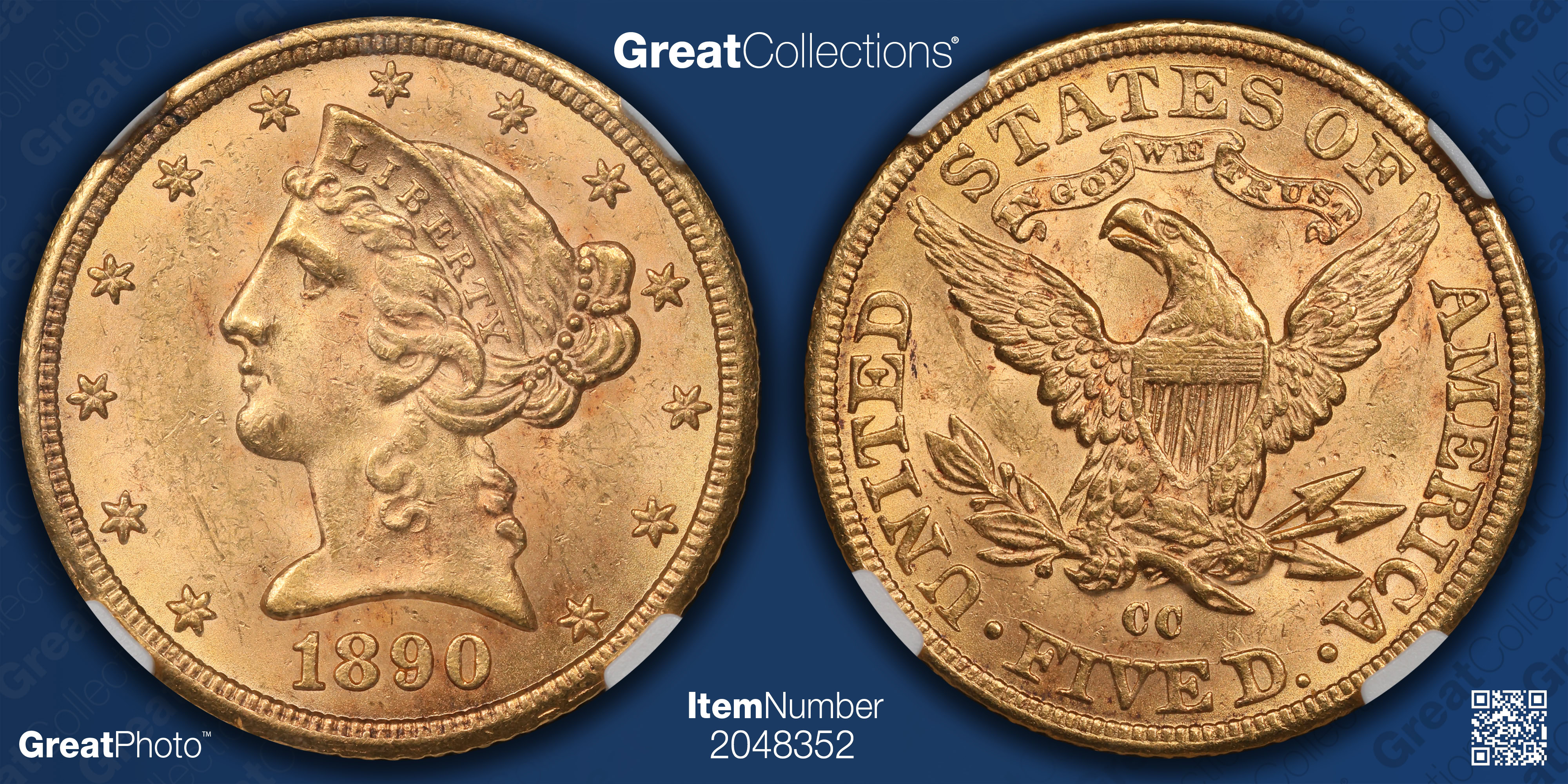 1890-CC Liberty Gold Half Eagle NGC MS-63 (Item 2048352 ...