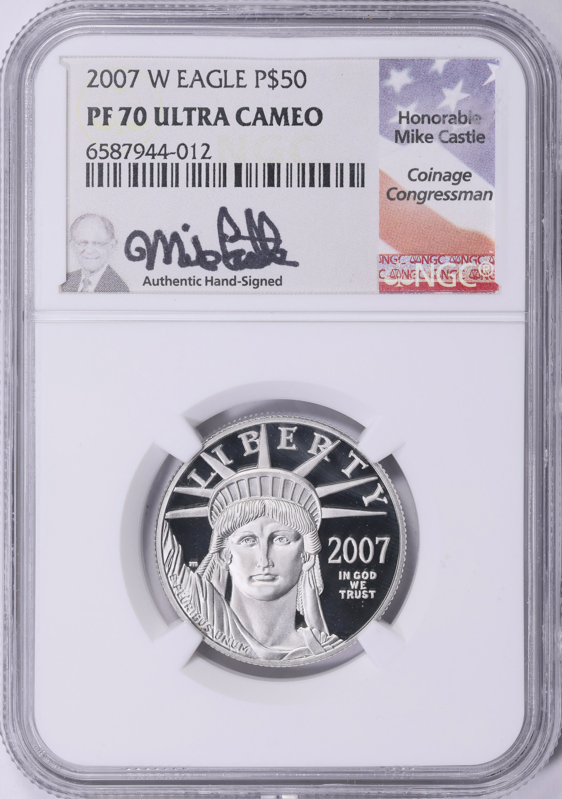2007-W $50 Half-Ounce Platinum American Eagle NGC Proof-70 UC (Mike ...