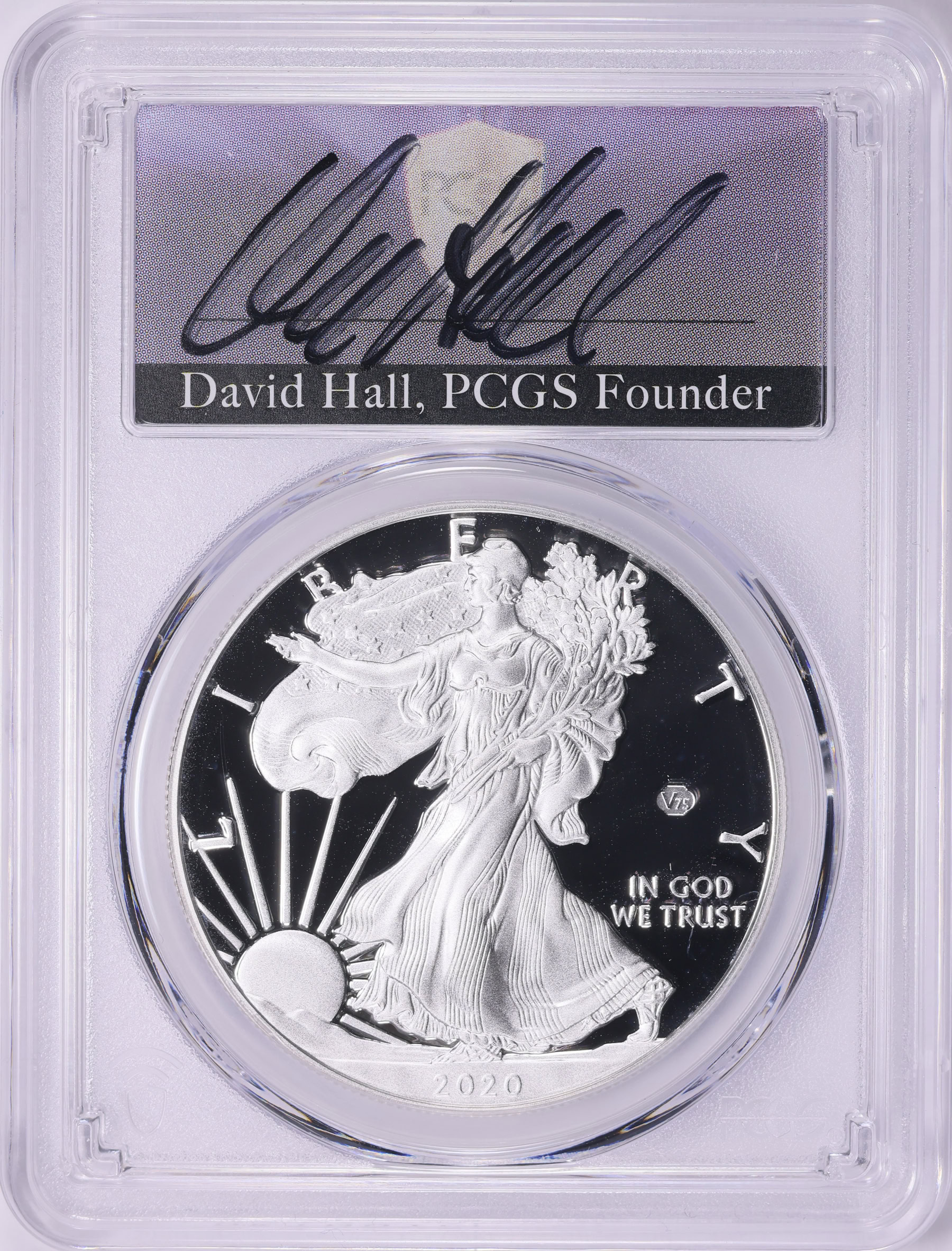 2020-W $1 Silver Eagle V75 Privy PCGS Proof-70 DCAM (David Hall Signed ...