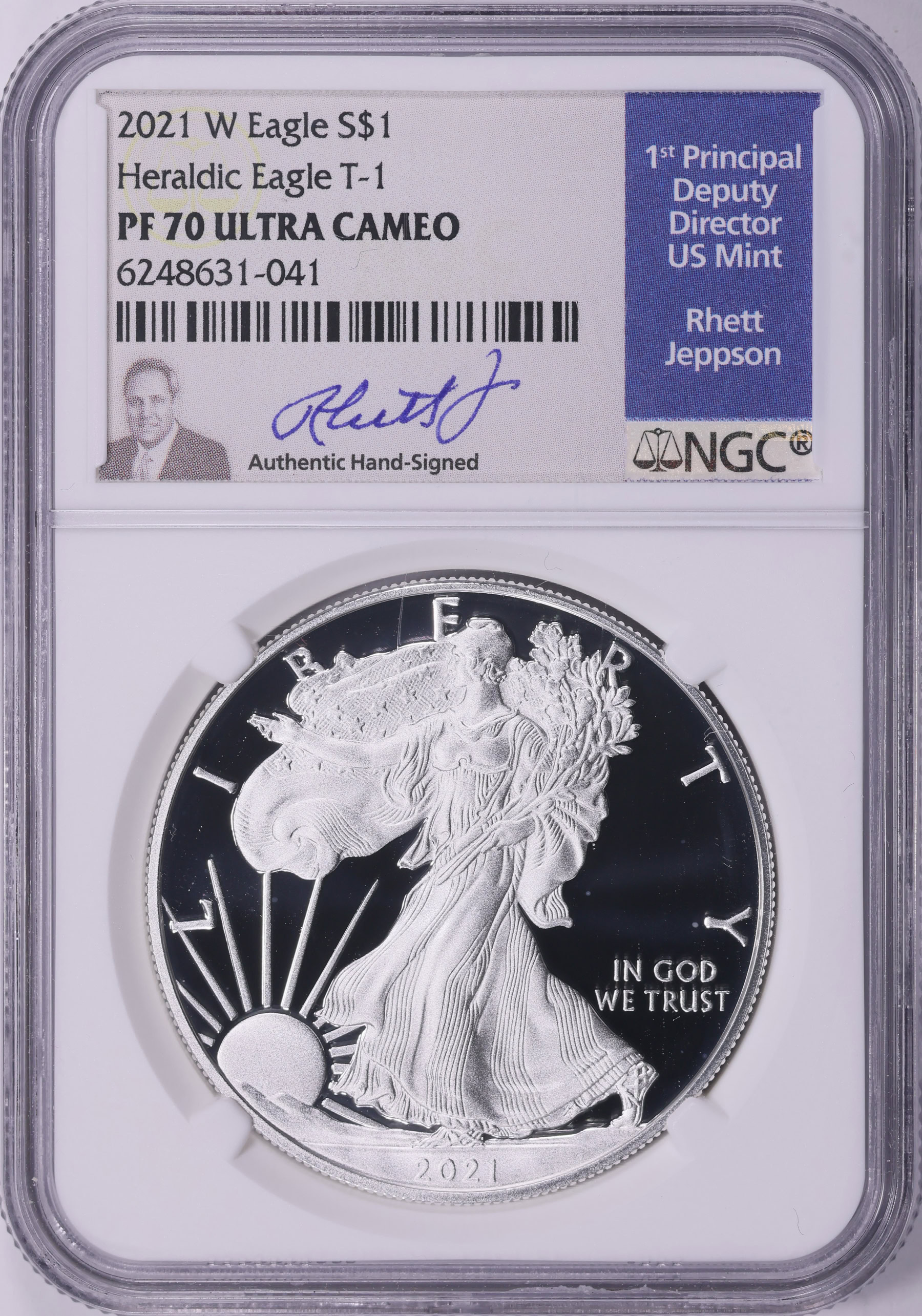 2021-W $1 Silver Eagle Type 1 NGC Proof-70 UC (Rhett Jeppson Signed ...