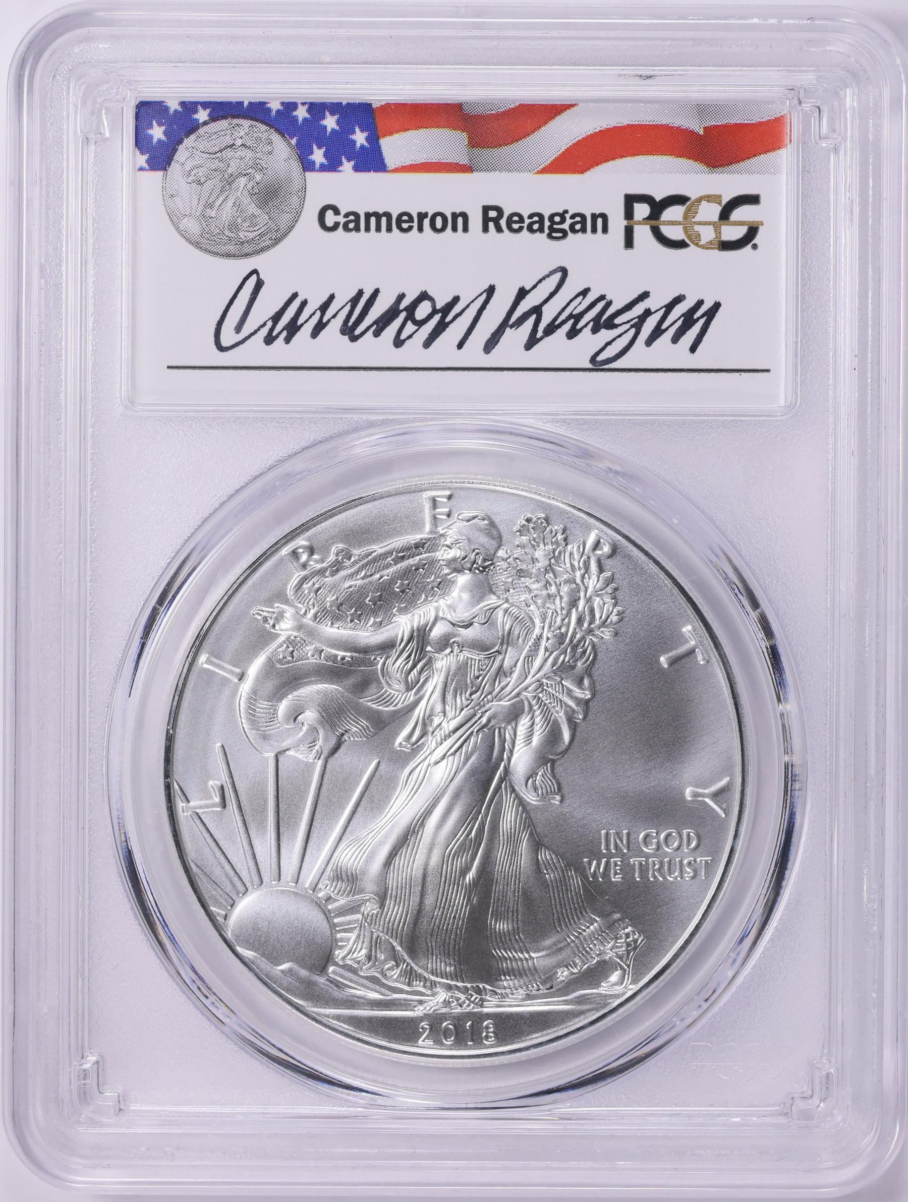 2018 $1 Silver Eagle Reagan Legacy Series PCGS MS-70 (Cameron Reagan ...