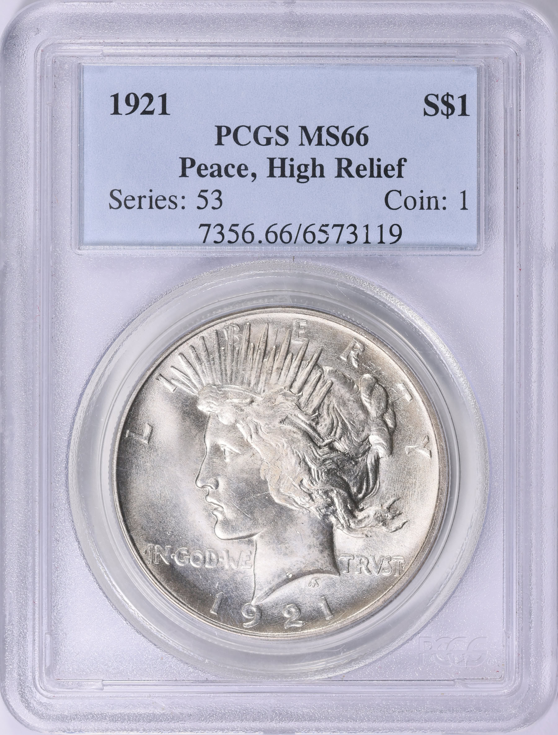 1921 Peace Silver Dollar High Relief PCGS MS-66 (Item 2049274 ...