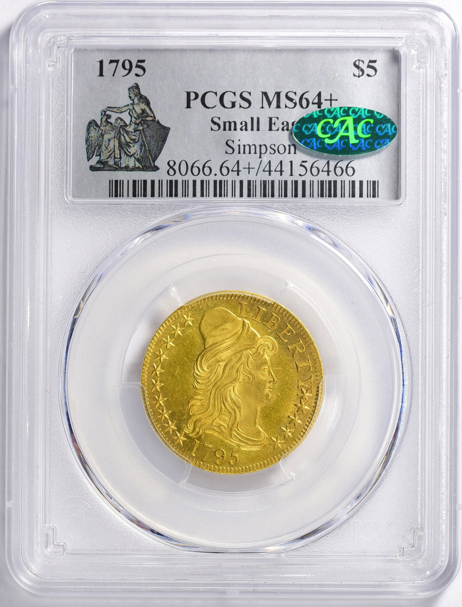 1795 Capped Bust Right Gold Half Eagle Small Eagle PCGS MS-64+ (CAC ...