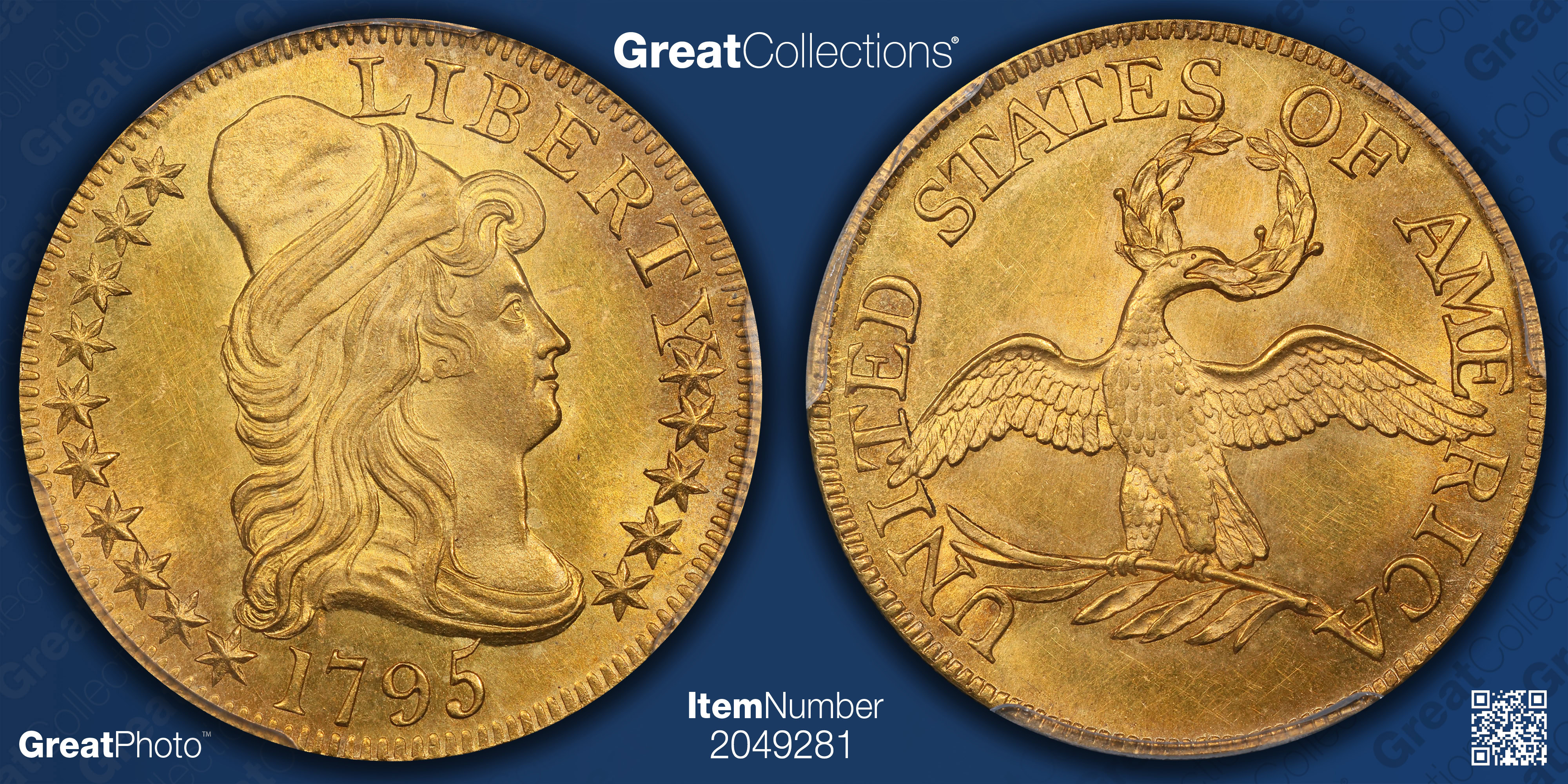 1795 Capped Bust Right Gold Half Eagle Small Eagle PCGS MS-64+ (CAC ...