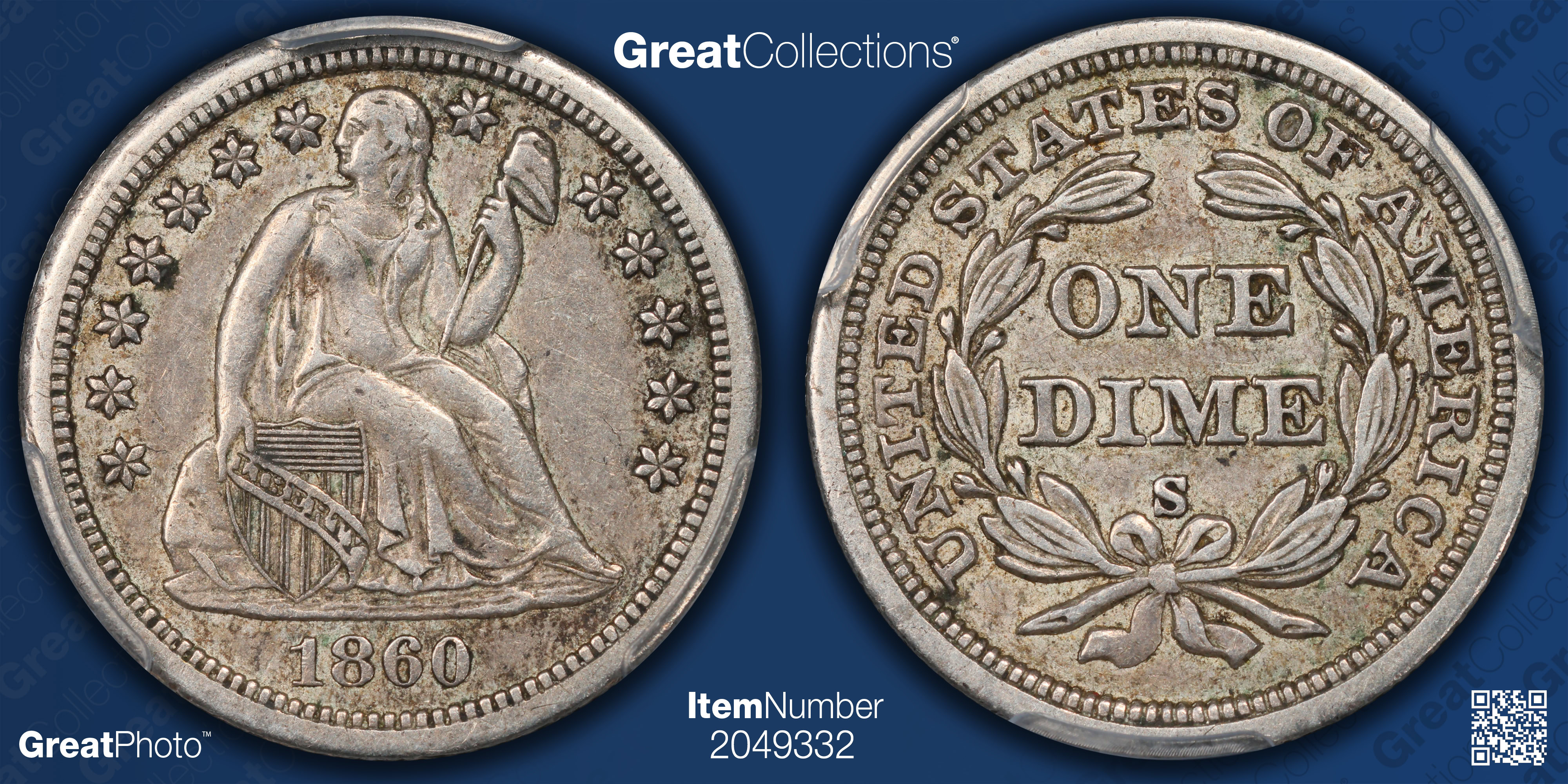 1860-S Seated Liberty Dime PCGS XF-45+ (Item 2049332 ...