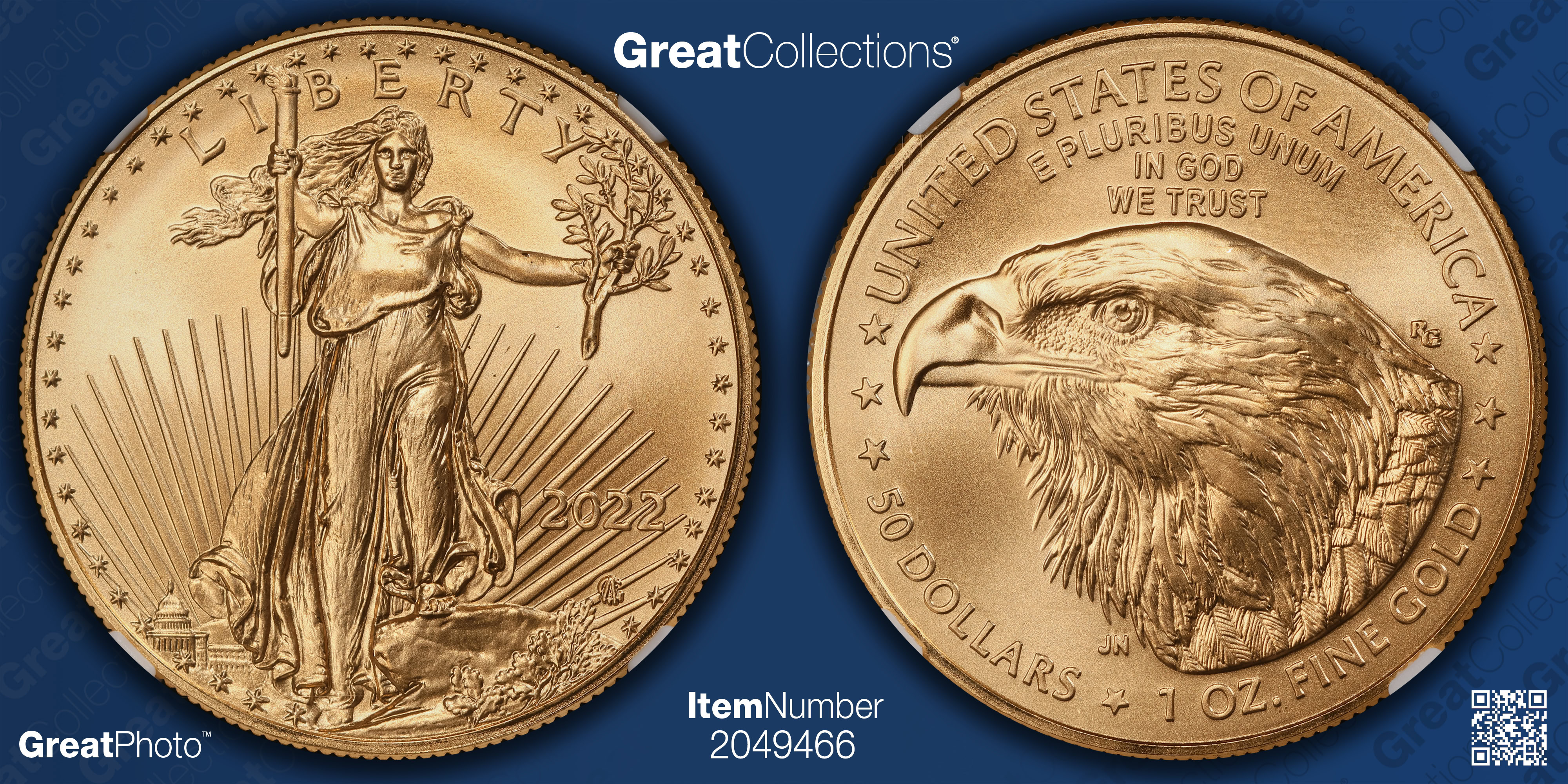 2022 $50 One-Ounce Gold American Eagle Early Releases NGC MS-70 (Item ...