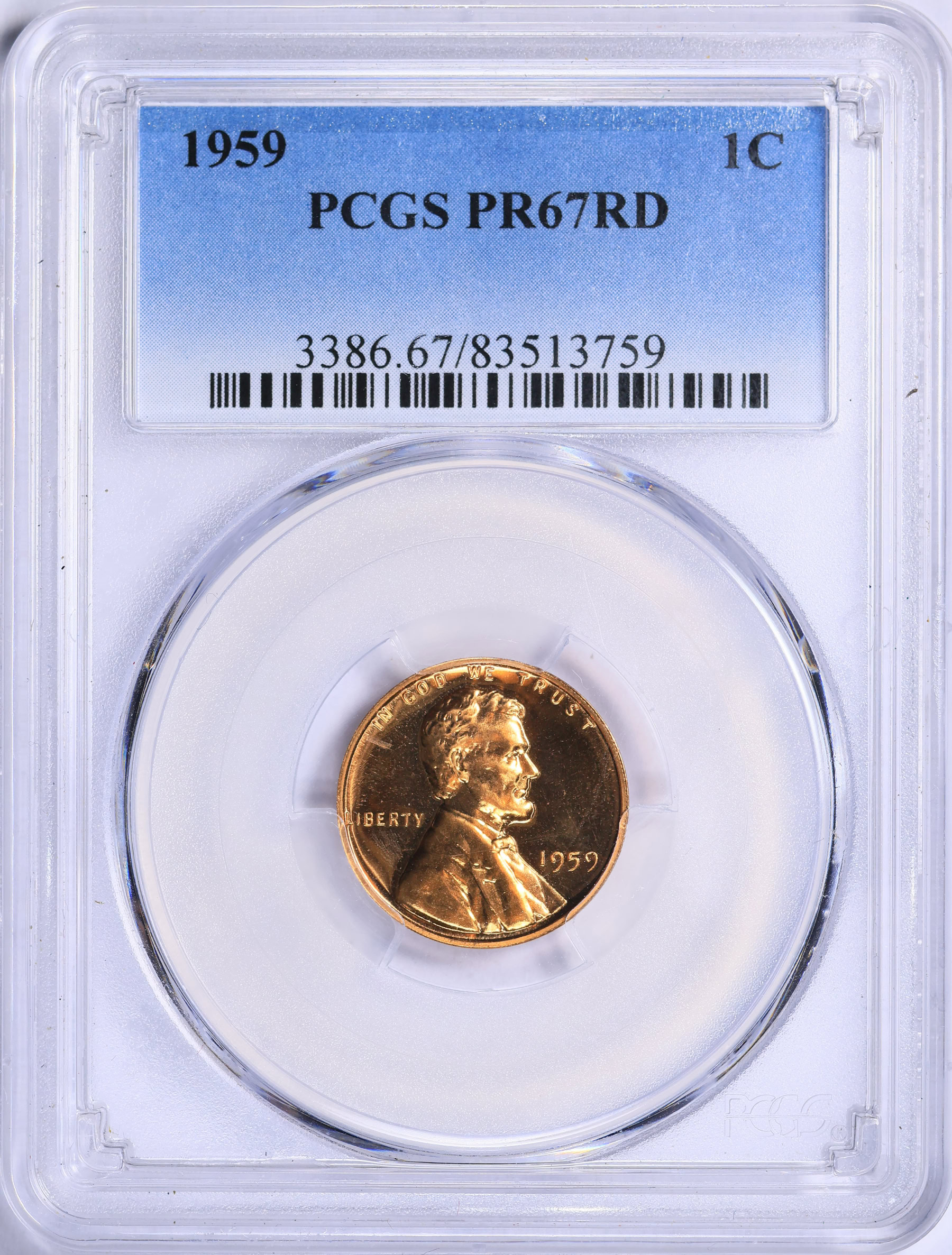 1959 Lincoln Cent PCGS Proof-67 RD (Item 2049509) | GreatCollections ...