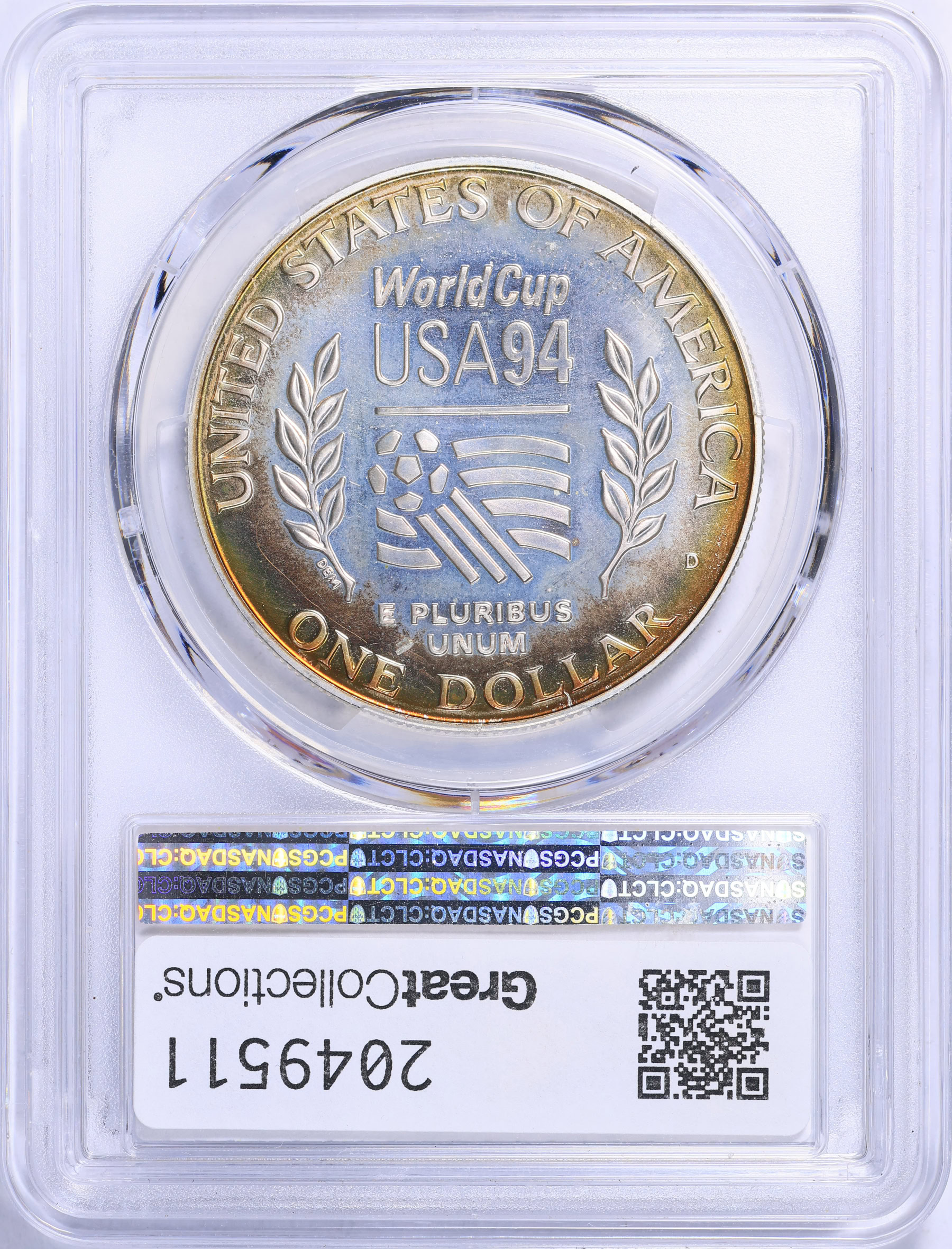 1994-D World Cup Tournament Silver Dollar PCGS MS-67 (Toned) (Item ...