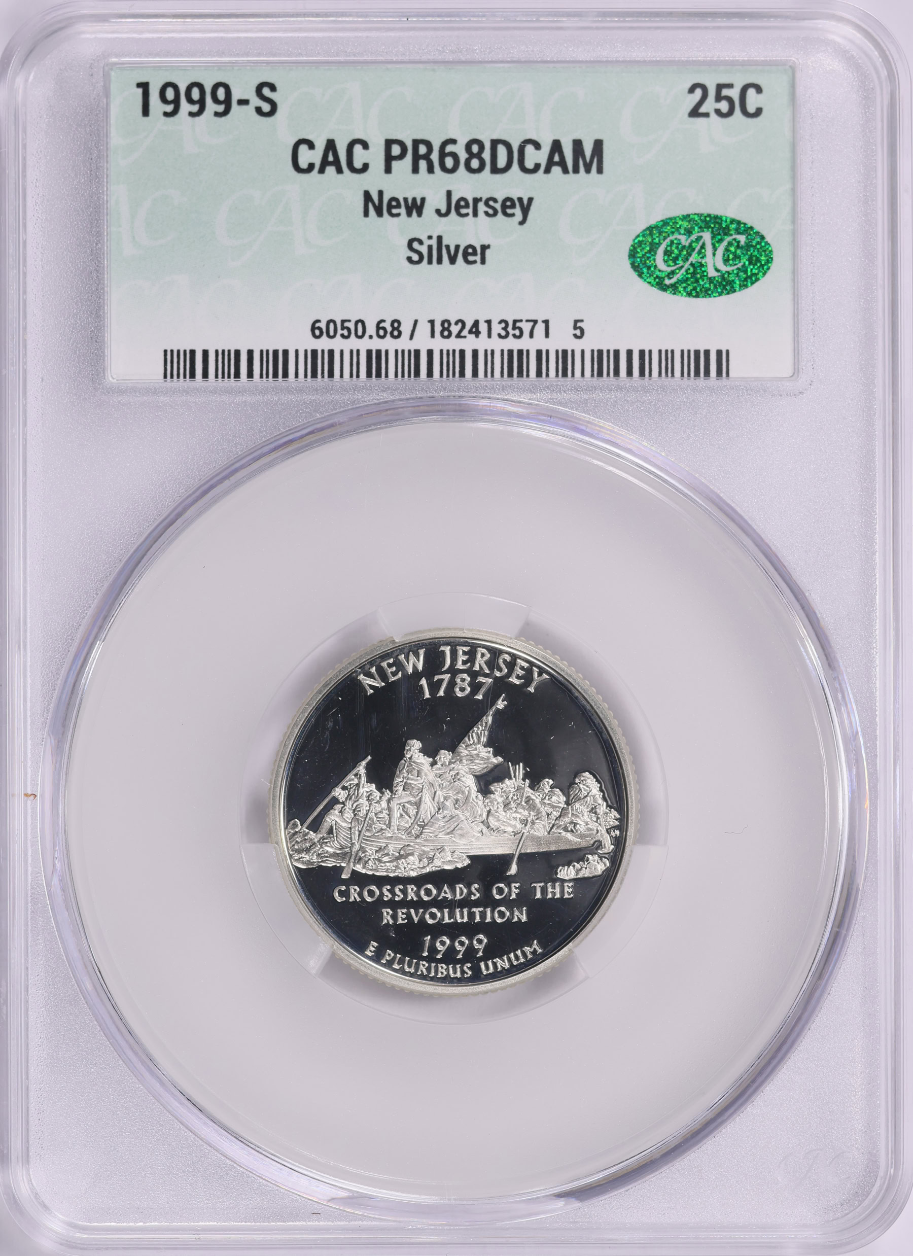 1999-S State Quarter New Jersey Silver CACG Proof-68 DCAM (Item 2049620 ...