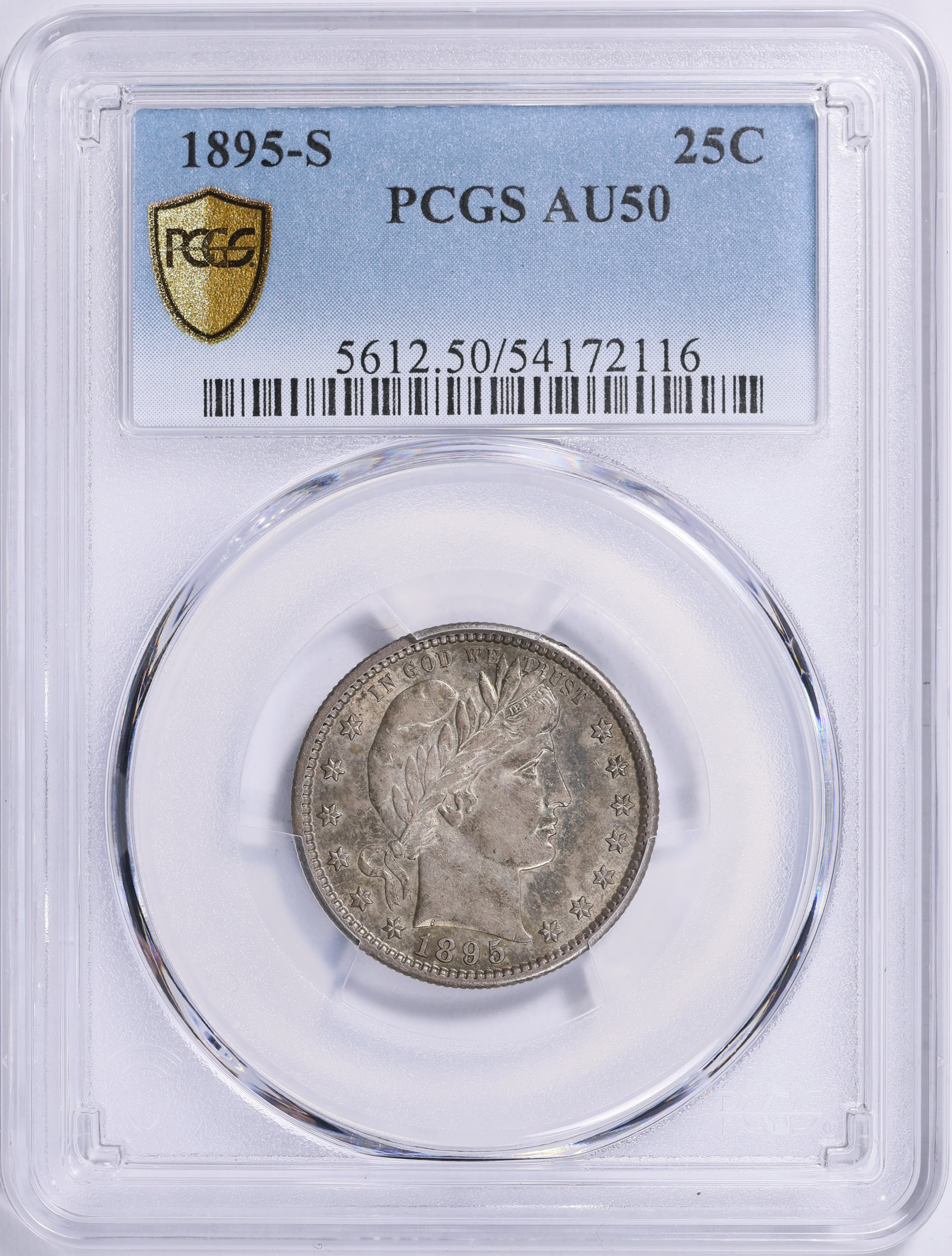 1895-S Barber Quarter PCGS AU-50 (Item 2049803) | GreatCollections Coin ...