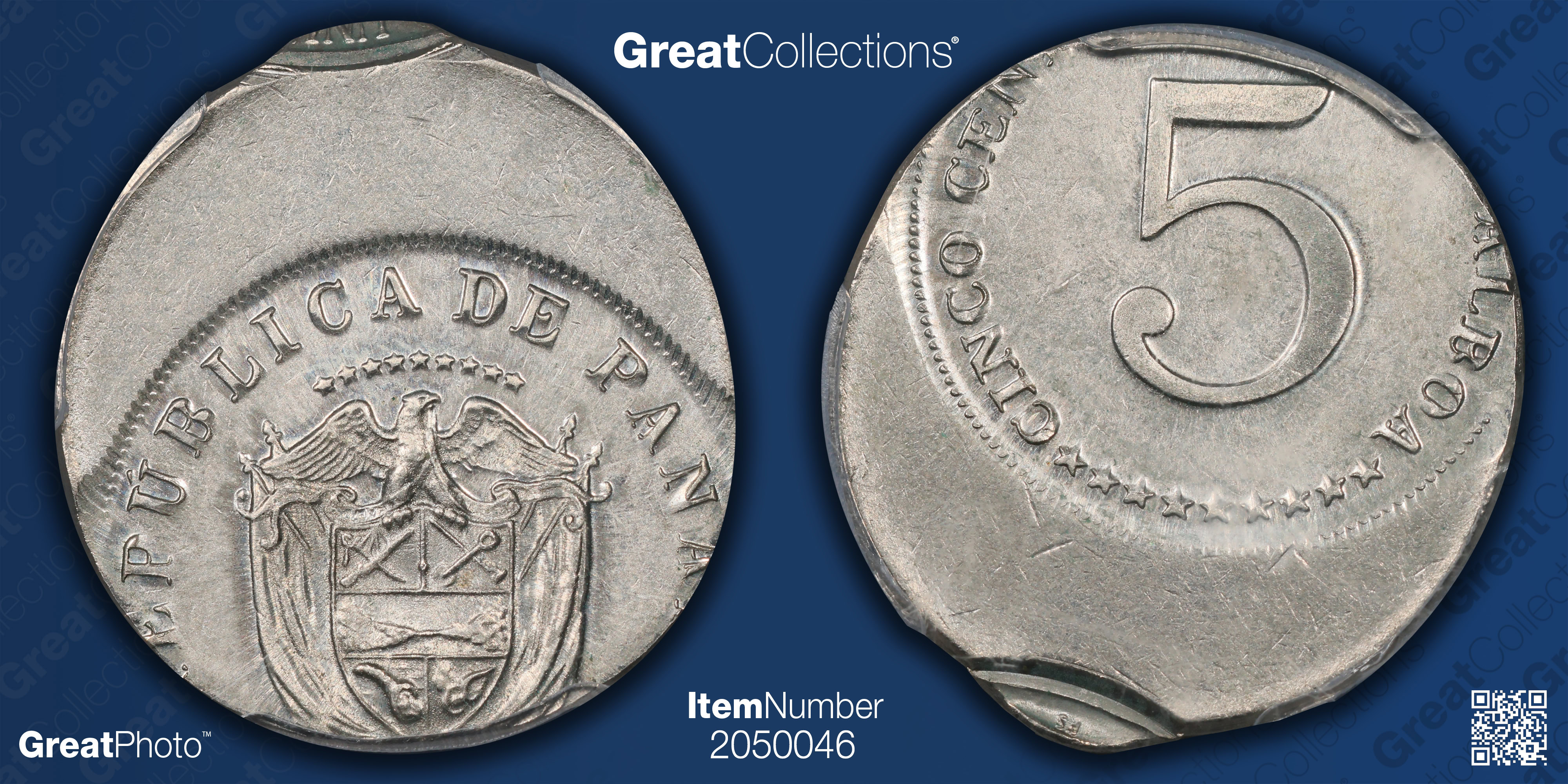 Panama Mint Error ND (1961-93) Double Denomination Double Struck 5 ...