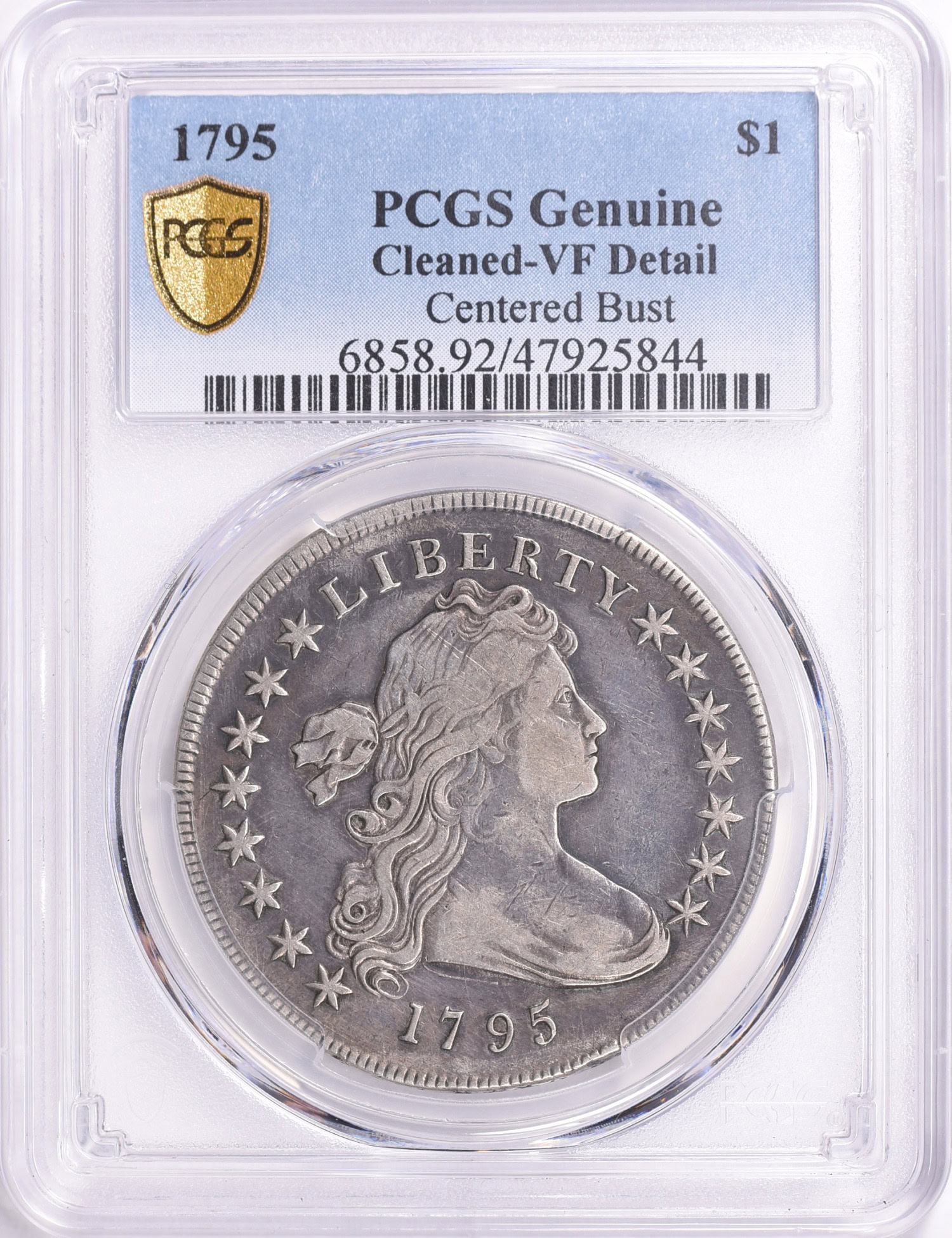 1795 Draped Bust Silver Dollar Centered Bust PCGS Genuine VF Details ...