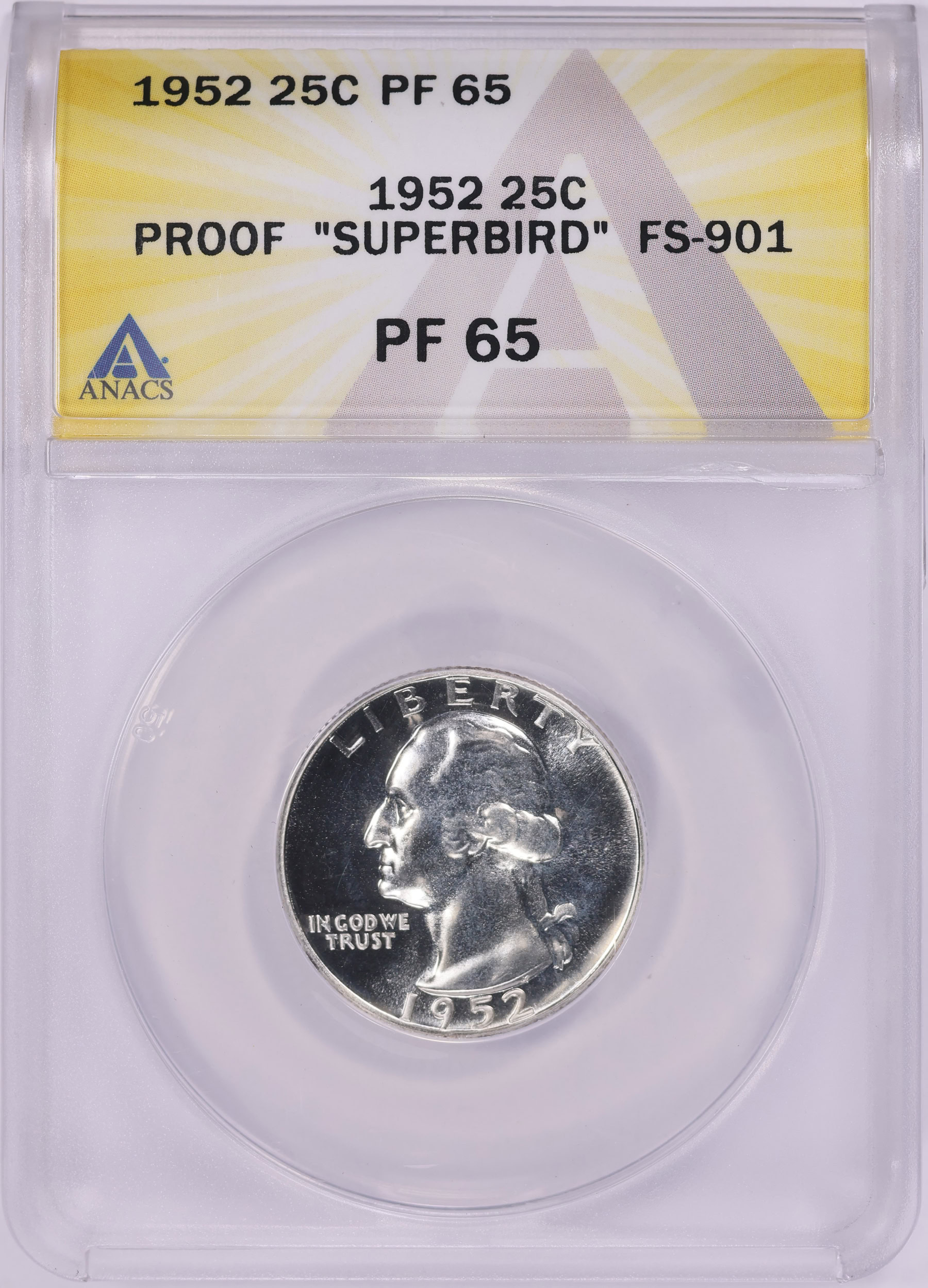 1952 Washington Quarter Superbird FS-901 ANACS Proof-65 (Item 2050161 ...